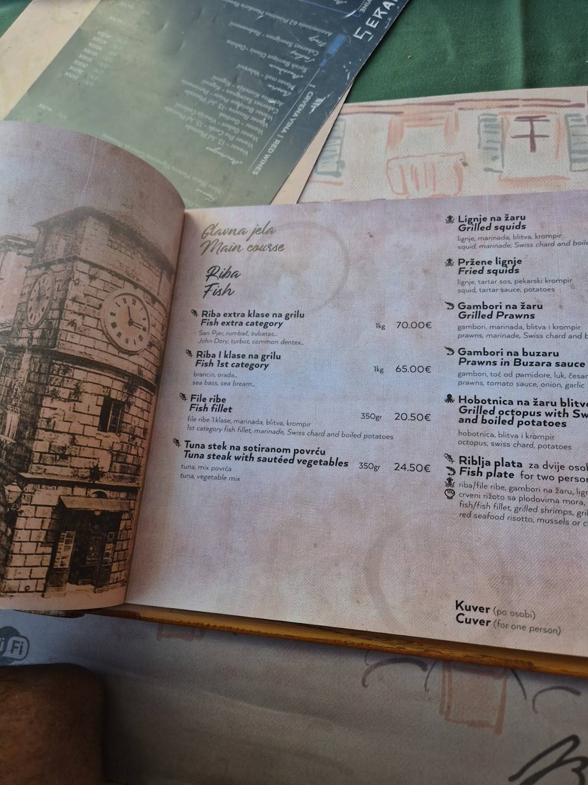 Menu at Konoba Scala Santa restaurant, Kotor