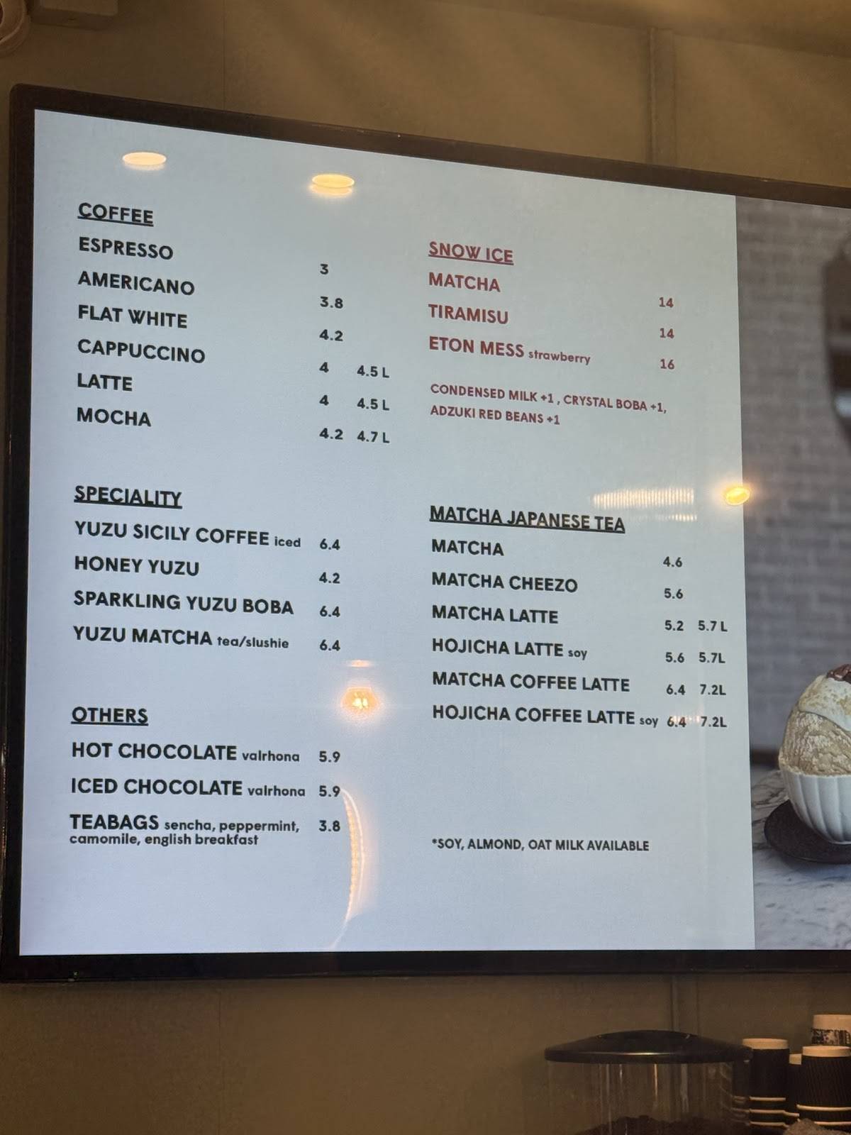 Menu at Kova Patisserie Soho cafe, London, Unit 5