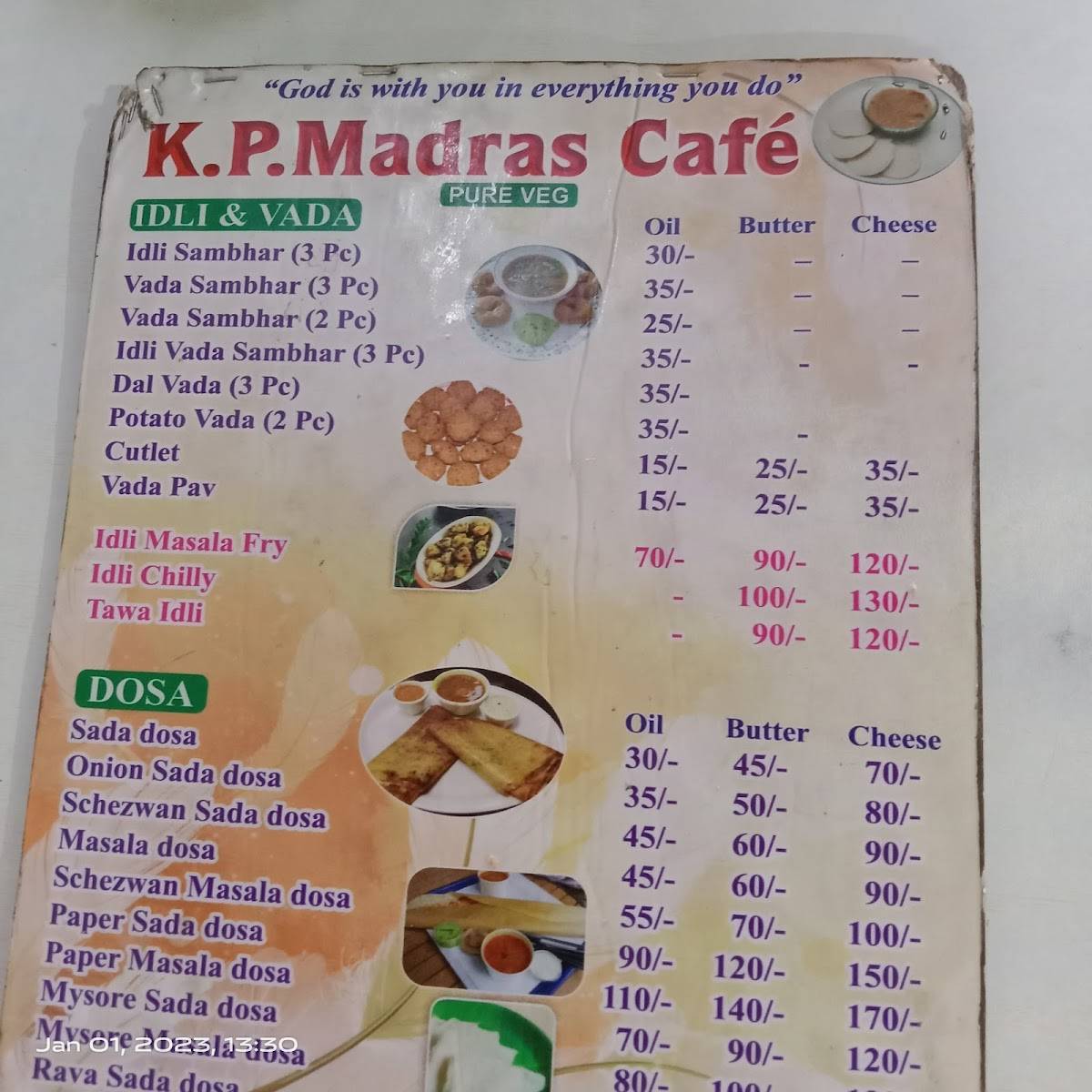 Menu at Kp Madras Cafe, Mumbai