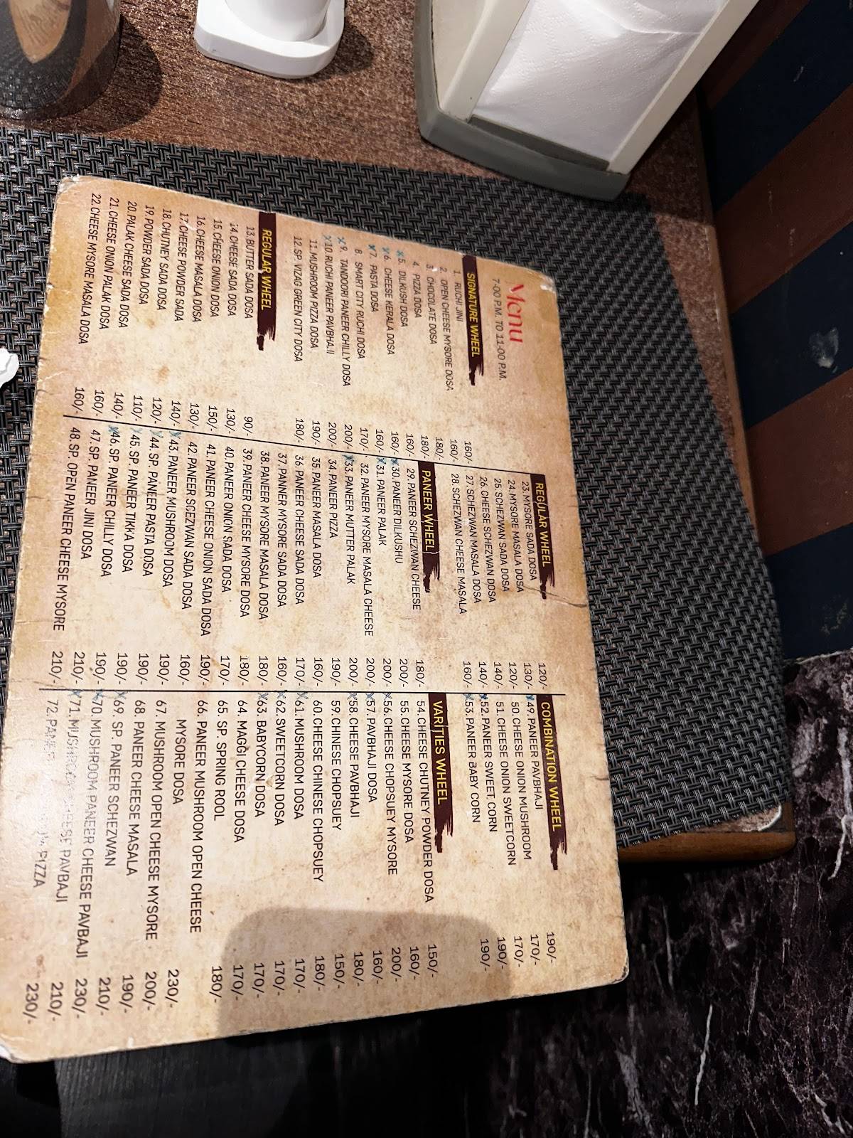 Menu at Krishna's Dosa Kadai, Chennai, 40