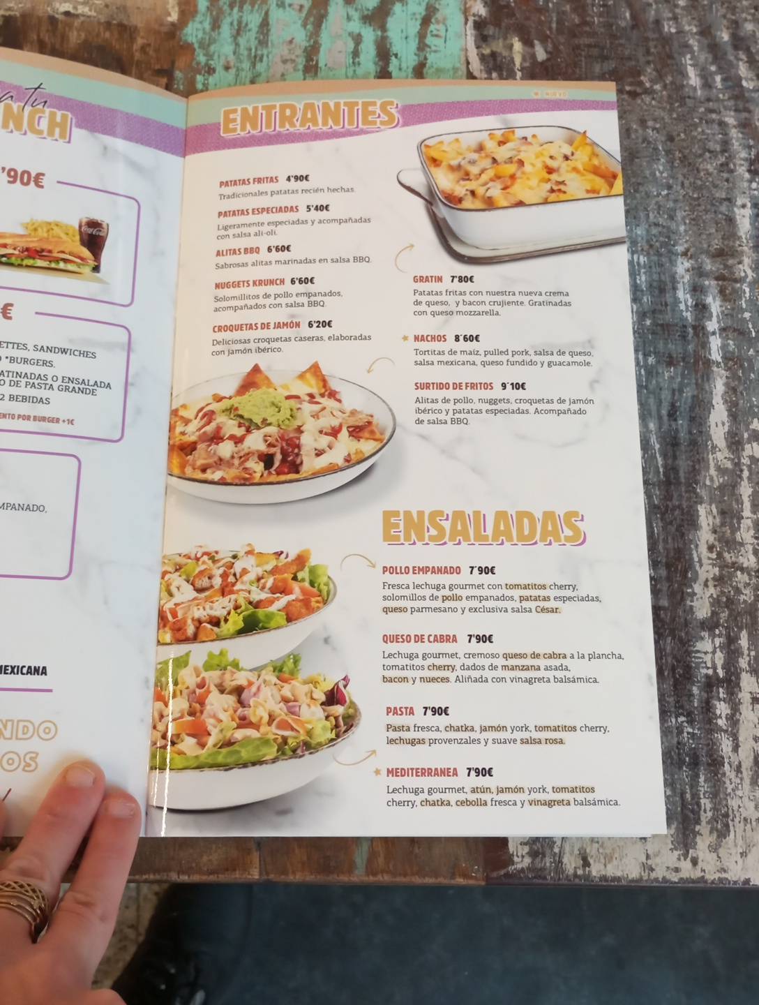 Carta del restaurante Krunch, Bilbao, Zubiarte