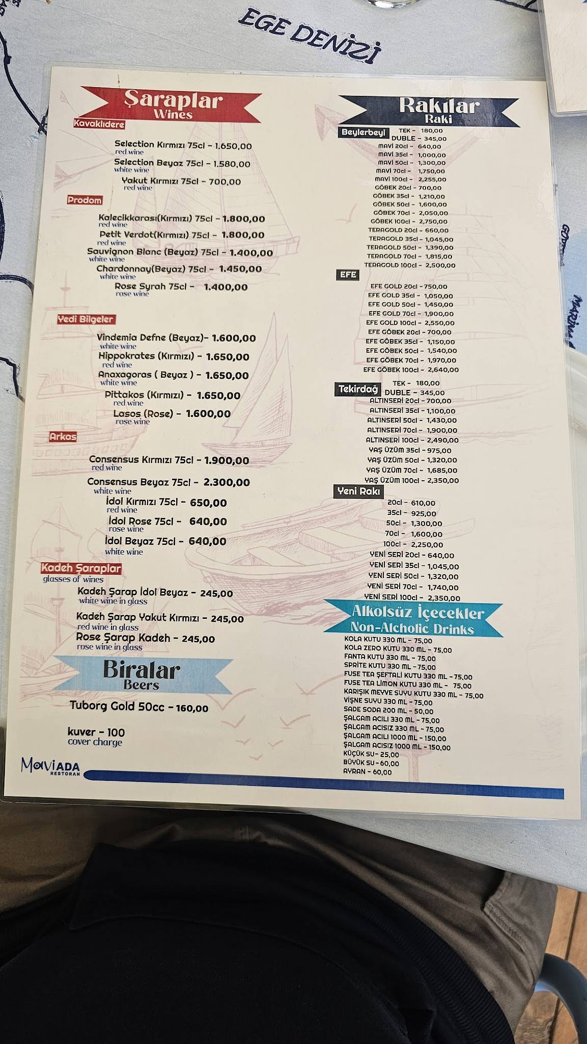 Menu at Kuşadası Mavi Ada Restoran, Kusadasi