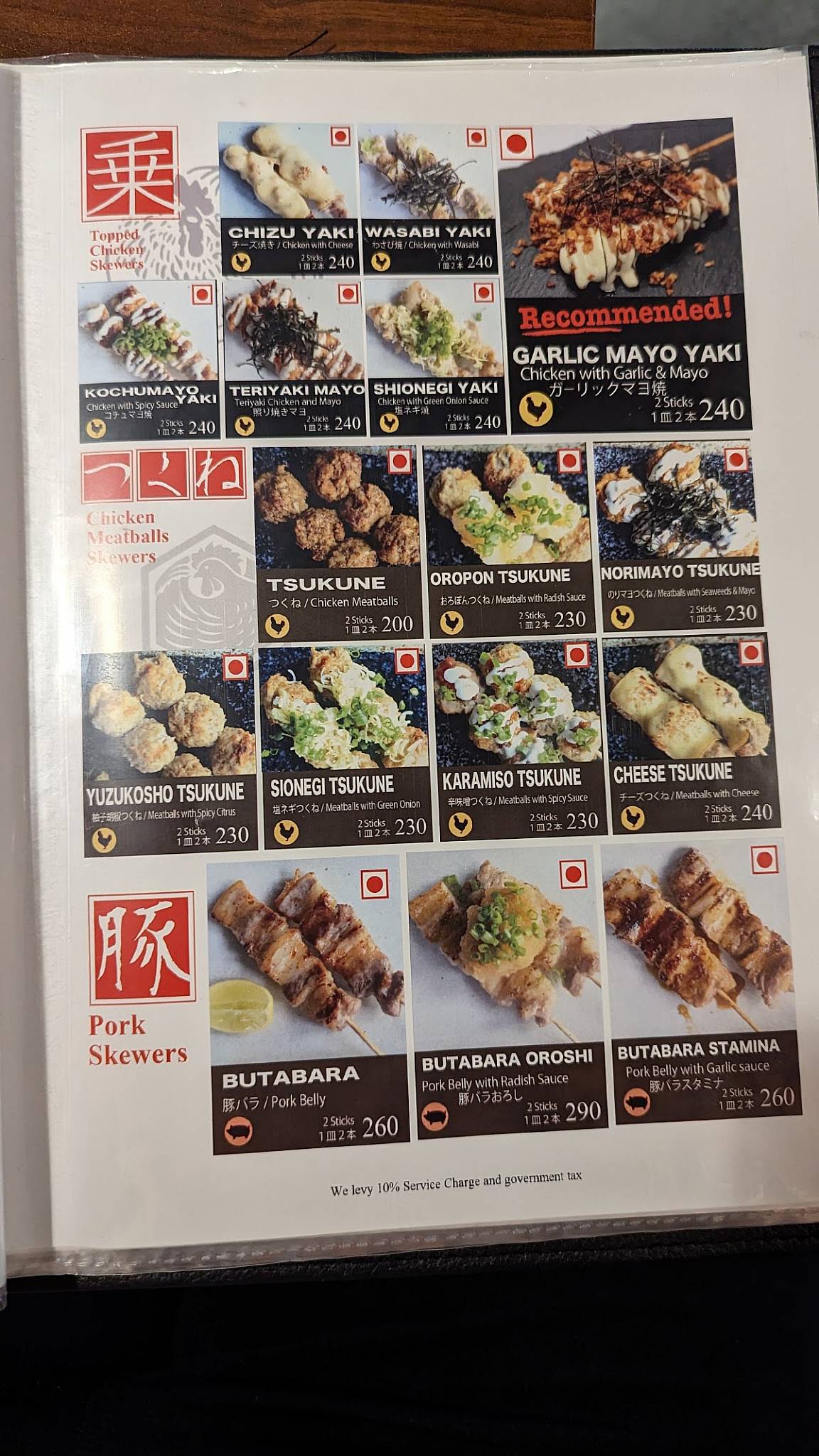 Menu at Kuuraku Bangalore, Bengaluru