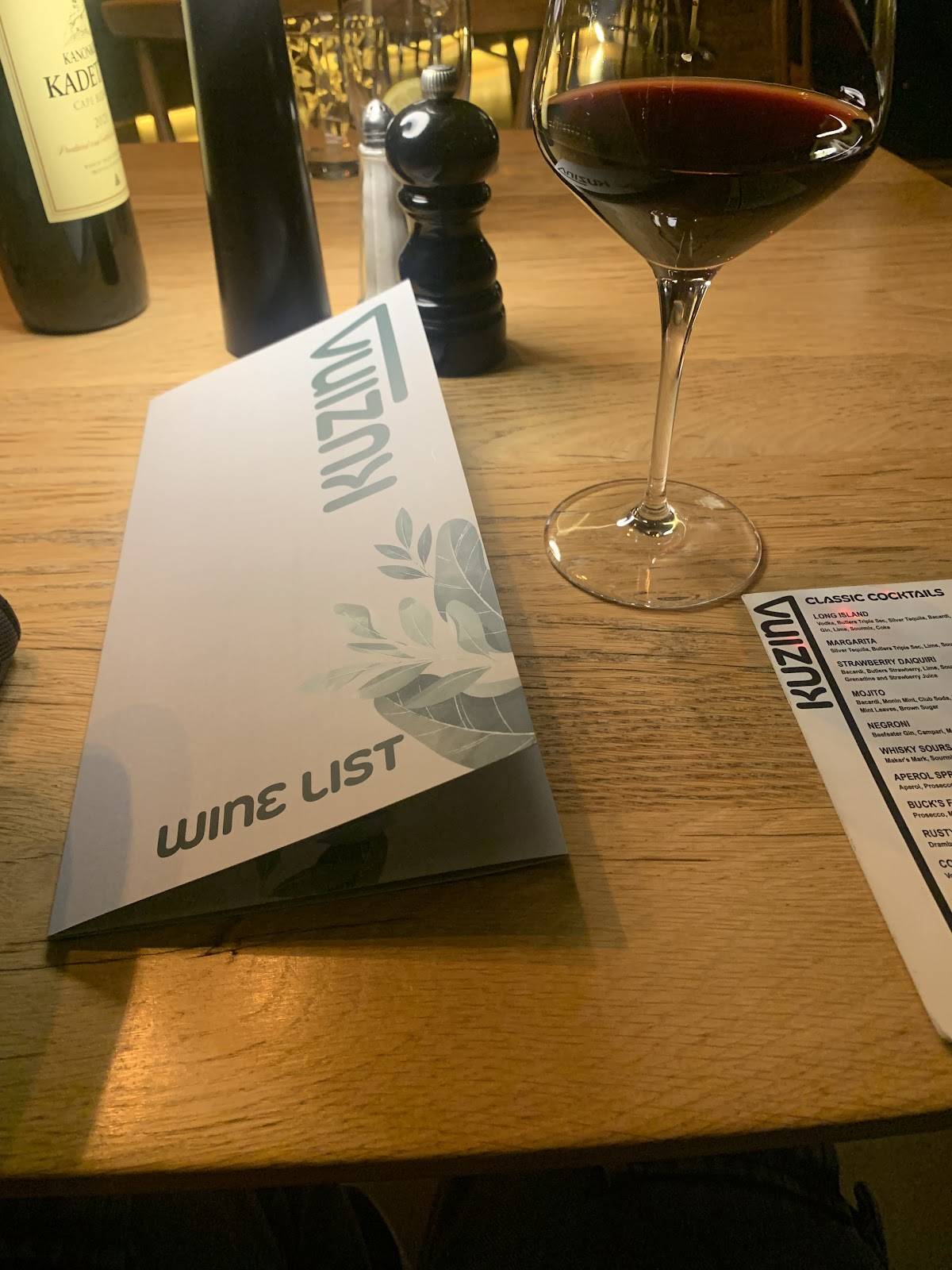 Menu at Kuzina Mediterranean Grill restaurant, Johannesburg