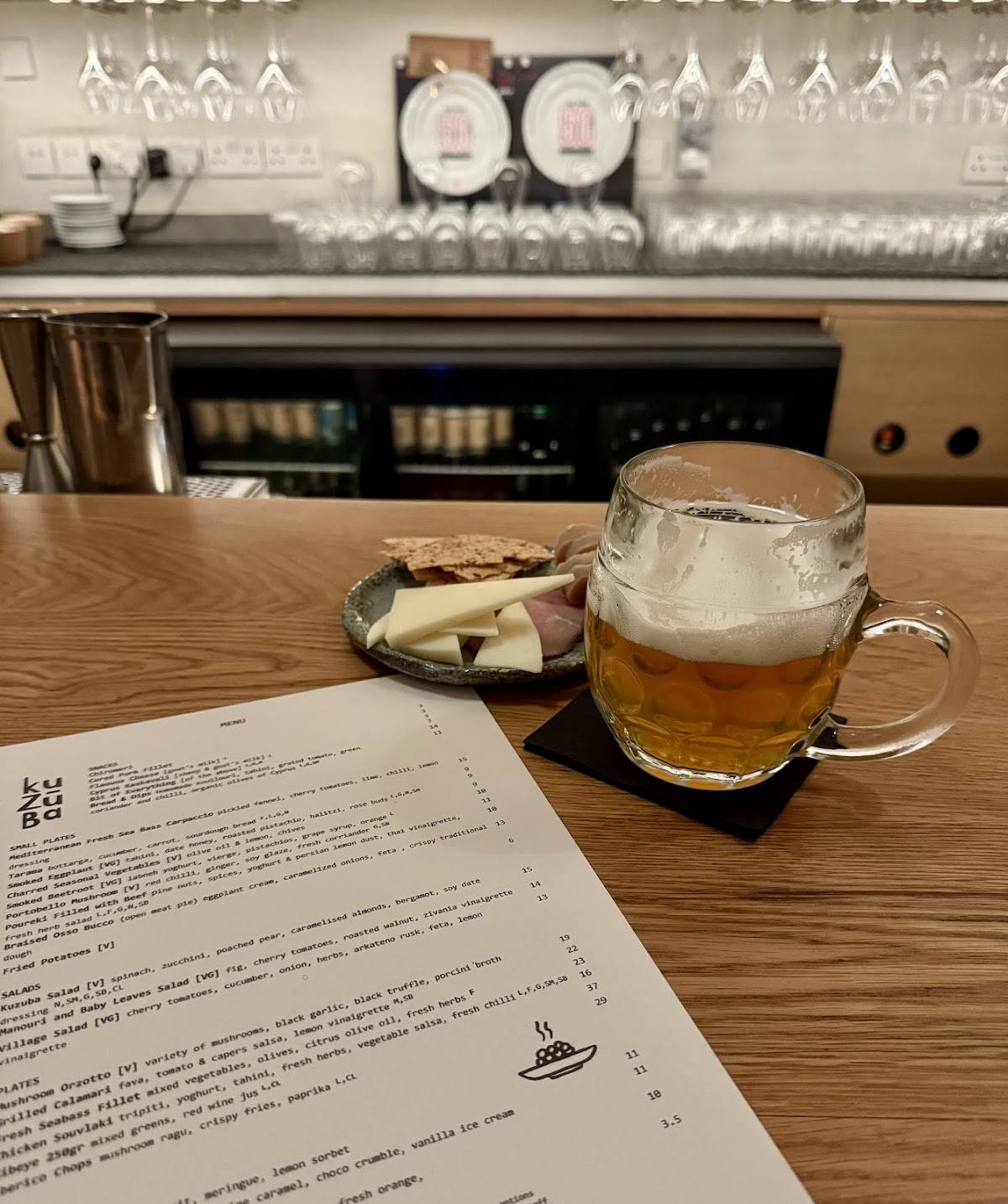 Menu at Kuzuba, Nicosia