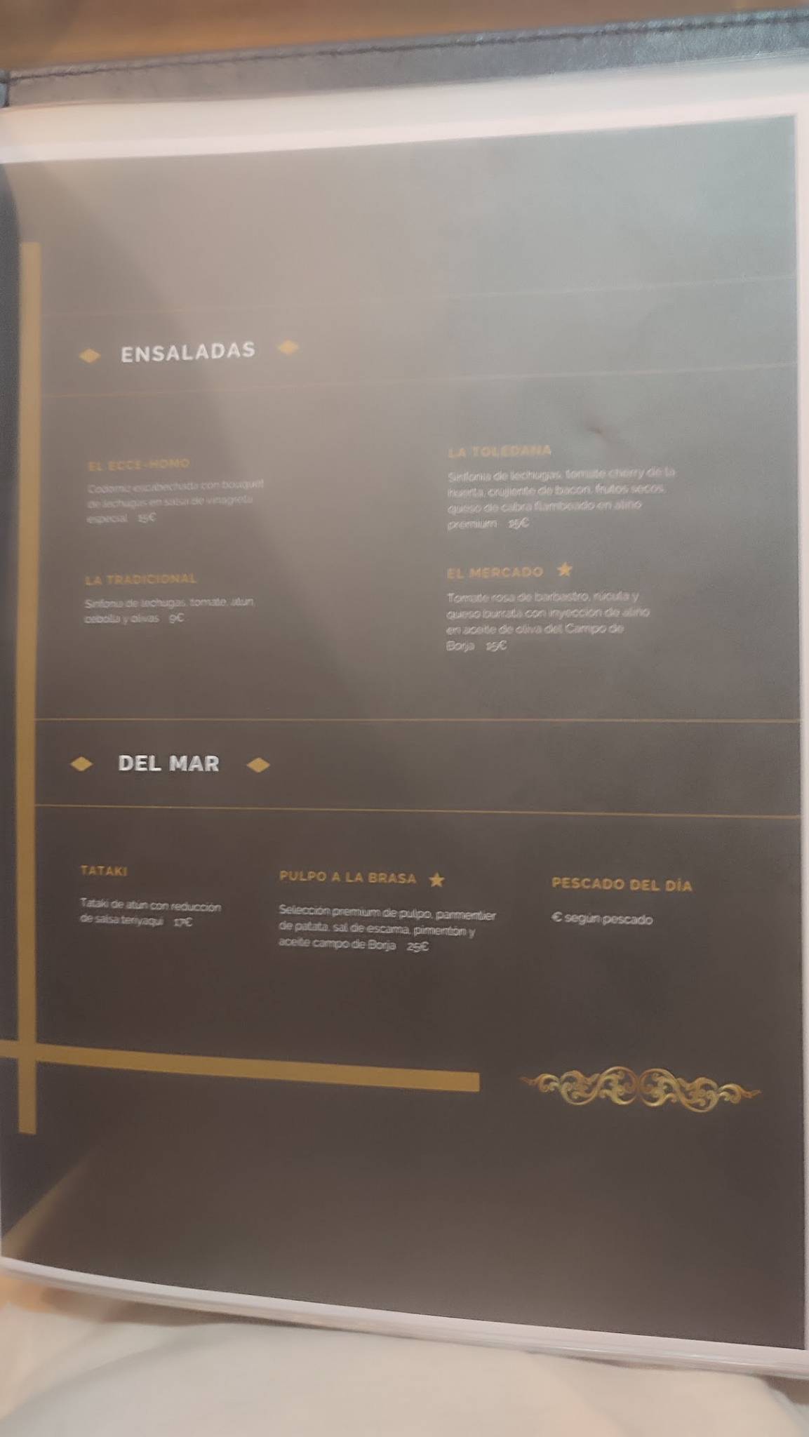 Carta del restaurante LA BOVEDA DEL MERCADO, Borja