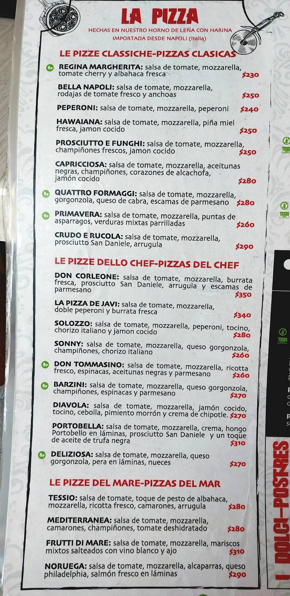 Menu at LA FAMILIA CORLEONE restaurant, Cancún