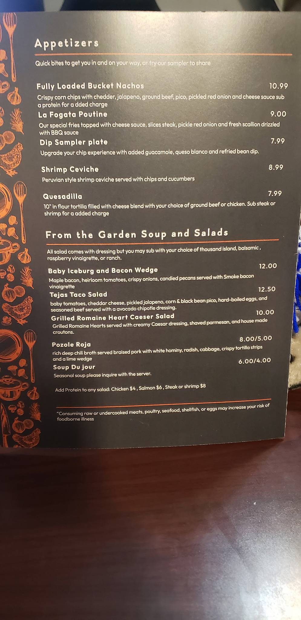 Menu at The Cove at Emory restaurant, Emory