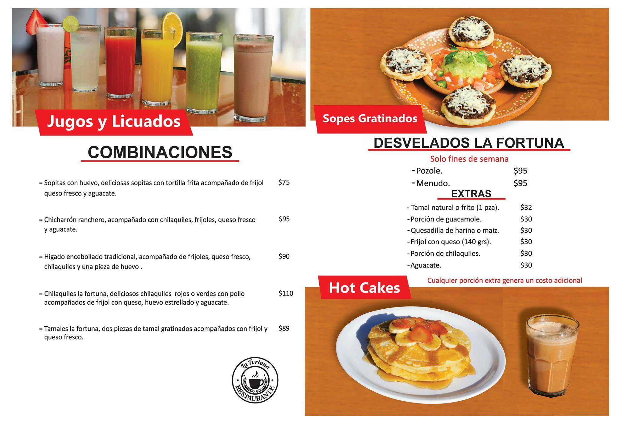 Menu at LA FORTUNA restaurant, Navolato