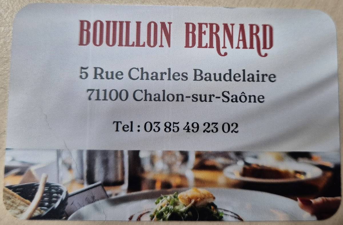 Menu au LE BOUILLON BERNARD restaurant, Chalon-sur-Saône