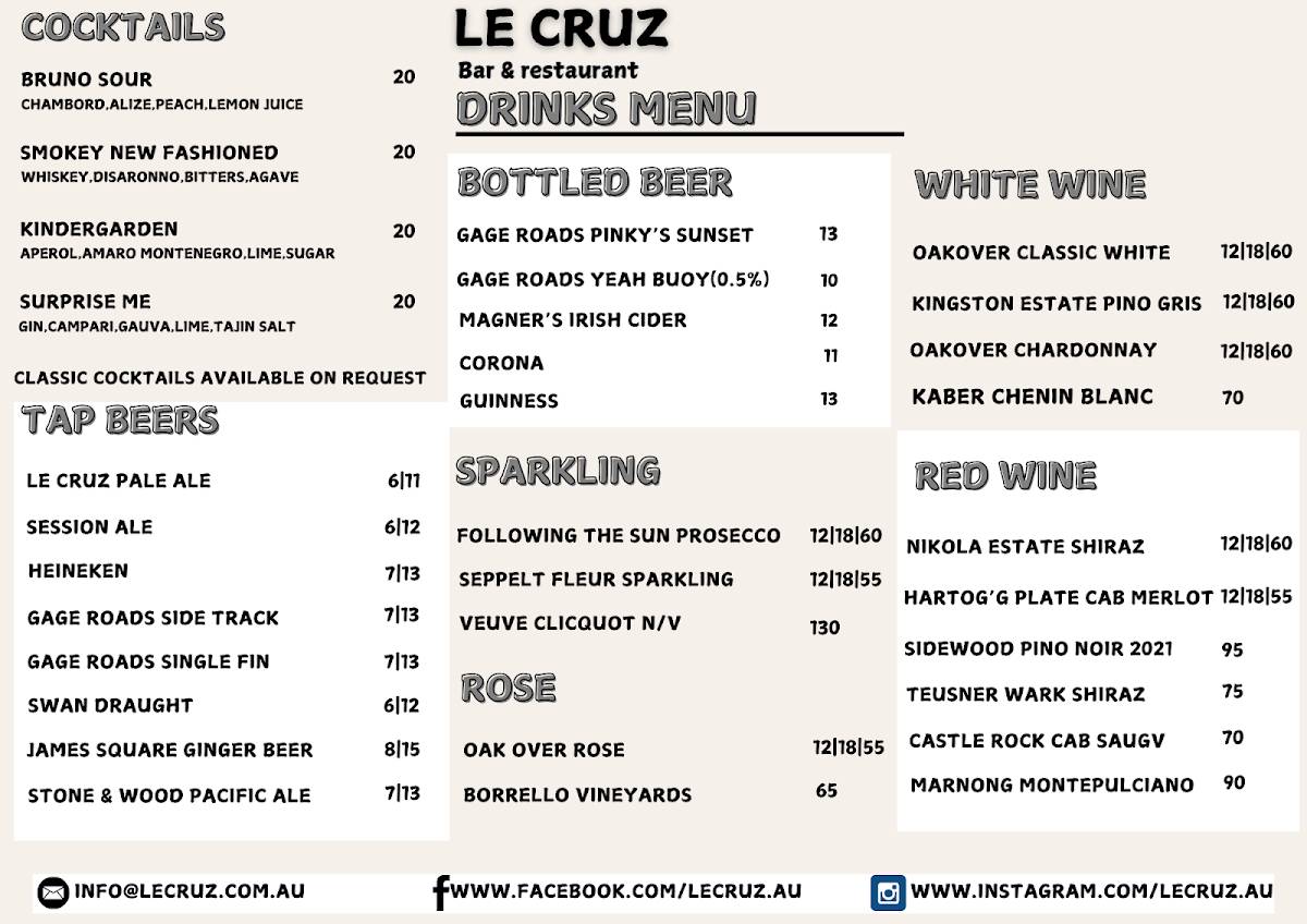 Menu at LE CRUZ pub & bar, Applecross