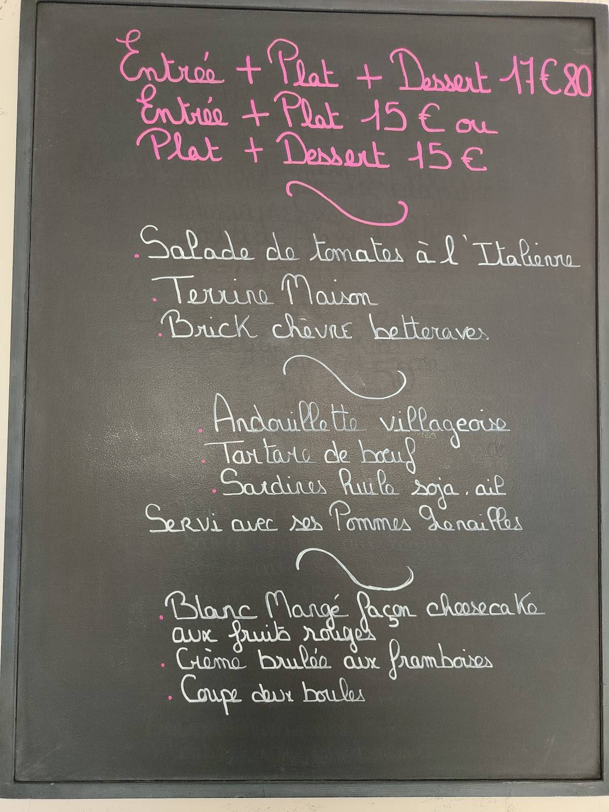 Menu au LE GRAND CHEMIN restaurant, Rouans