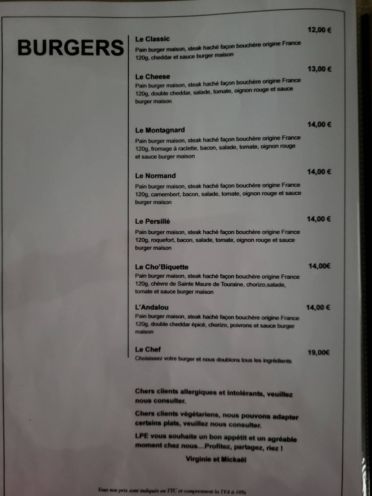 Menu au Le Pied d'Eléphant restaurant, L'Île-Bouchard
