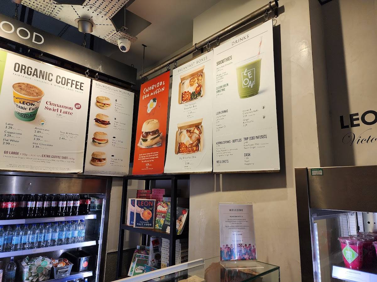 Menu at LEON Victoria Station (concourse level) restaurant, London