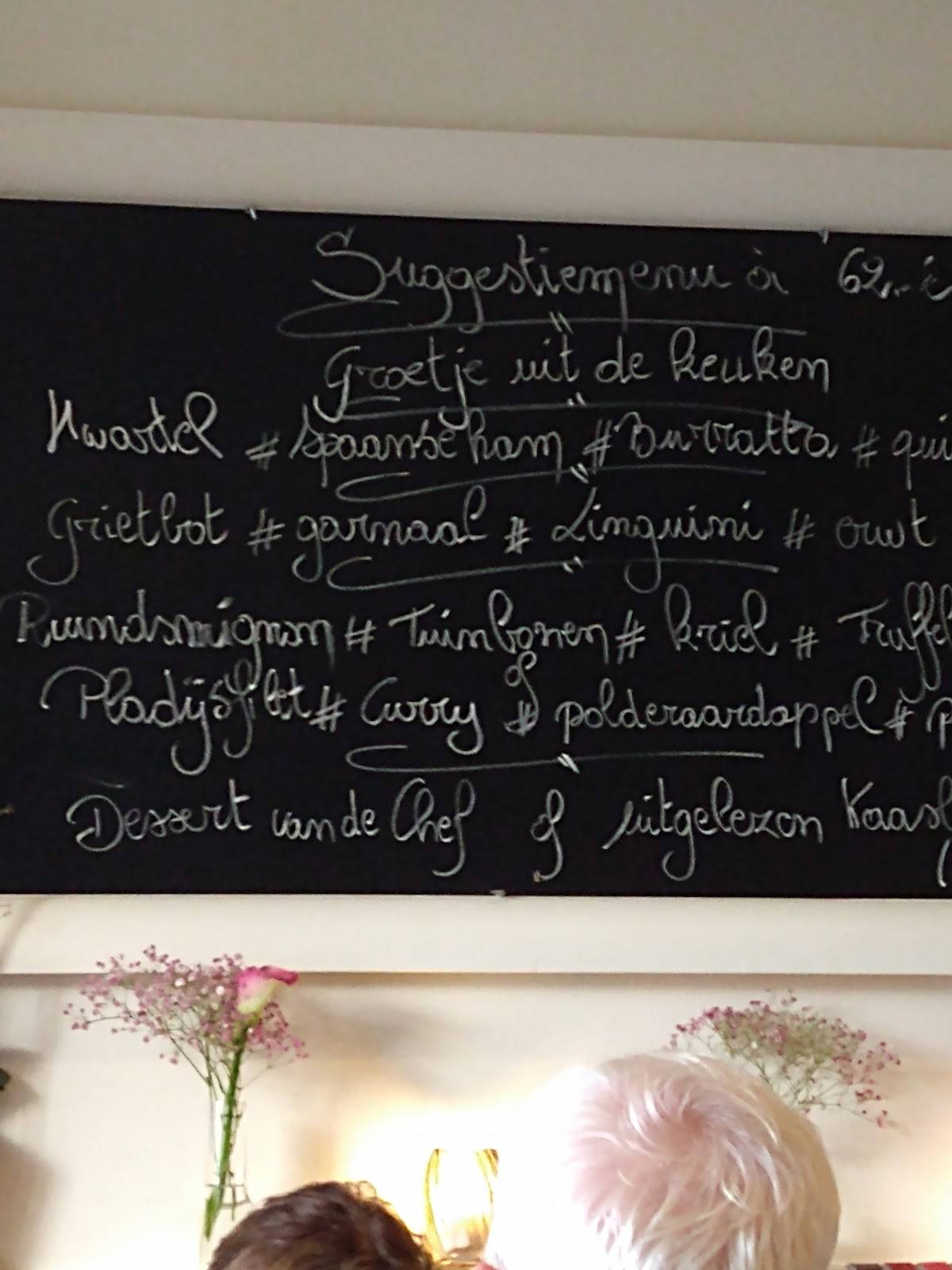 Menu at L'Espérance, De Haan