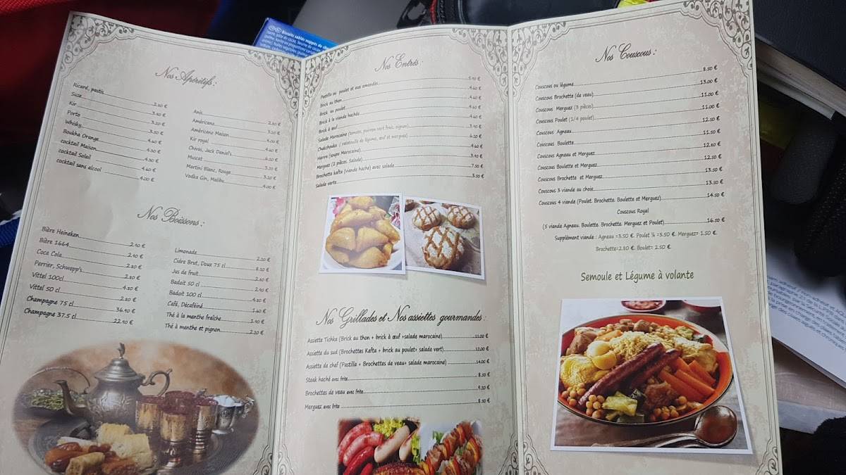 Menu au L'Etoile de Marrakech restaurant, Châteaudun