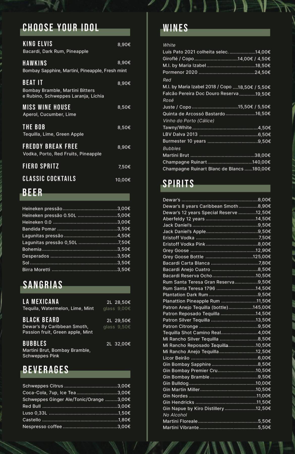 Menu at LIFT Rooftop Via Catarina pub & bar, Porto, Parque estacionamento