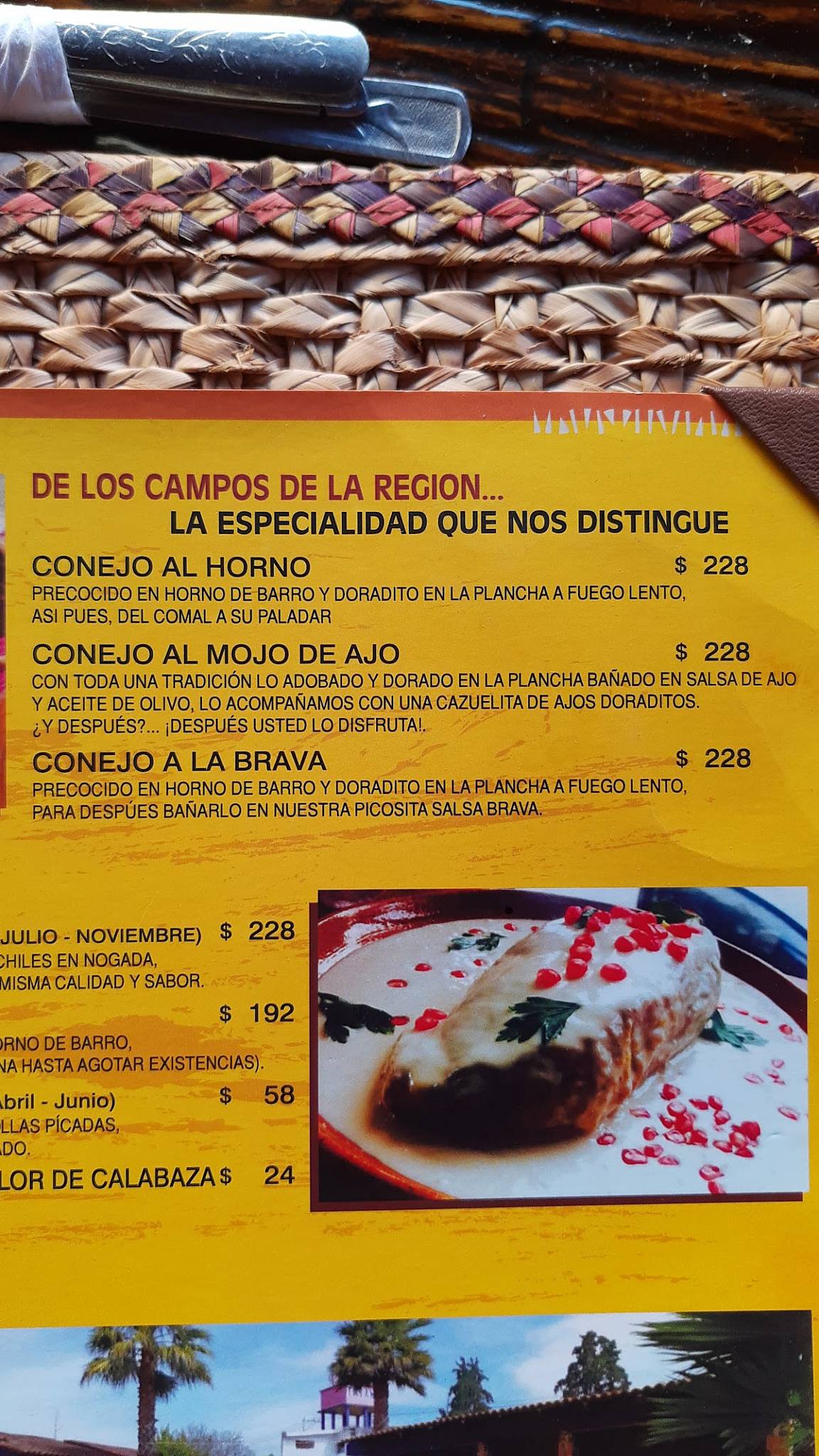 Carta de La Aldea Restaurant Rustico Campestre, Amecameca