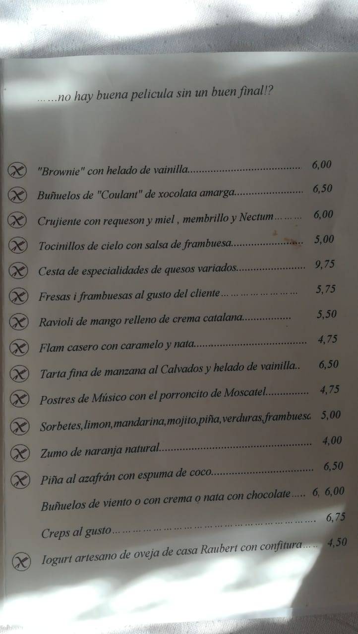 Carta del restaurante La Borda D´en Manel, Miami Playa