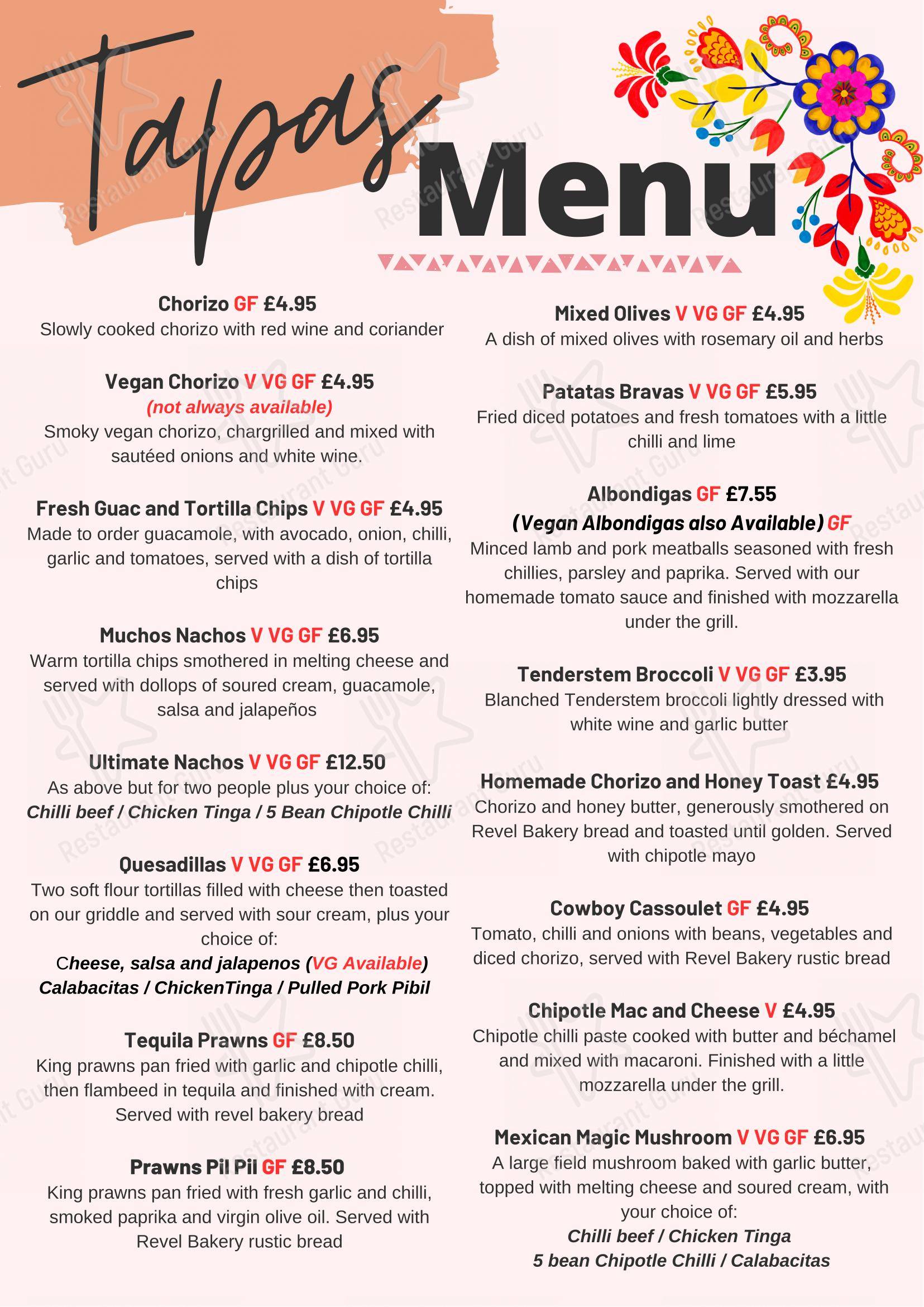 Menu at La Casa Loco restaurant, Rugby