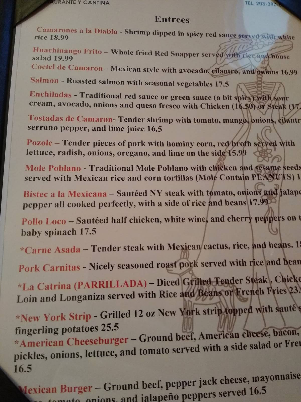 Menu at La Catrina Restaurant, West Haven