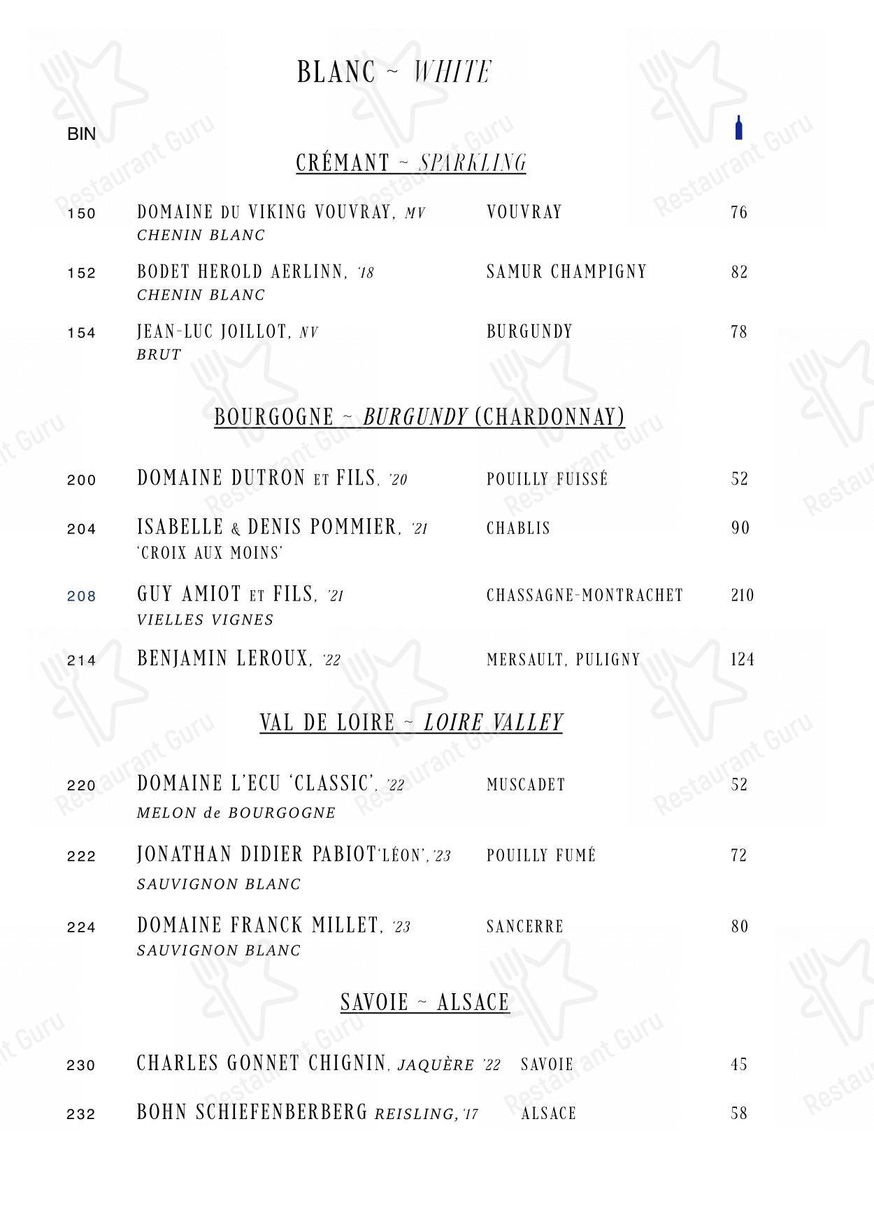 Menu at La Cave restaurant, Charleston