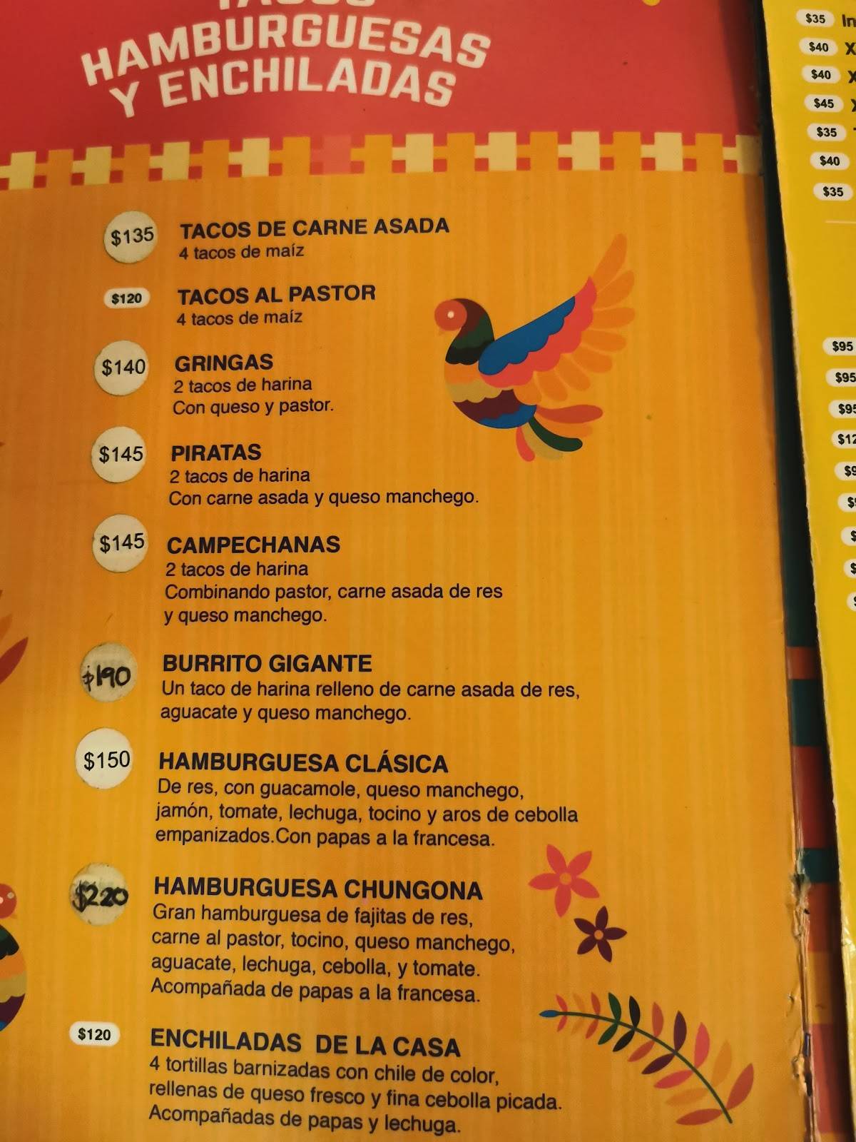 Carta del restaurante La Chunga, Monterrey, Calle Morelos 958 Esquina ...