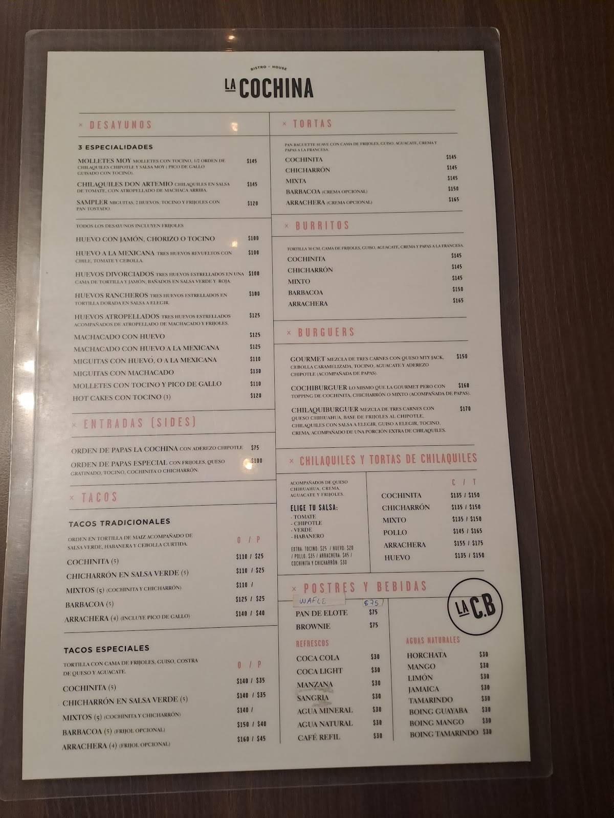 Carta del restaurante La Cochina, Monterrey, Avenida Sevilla Cumbres ...