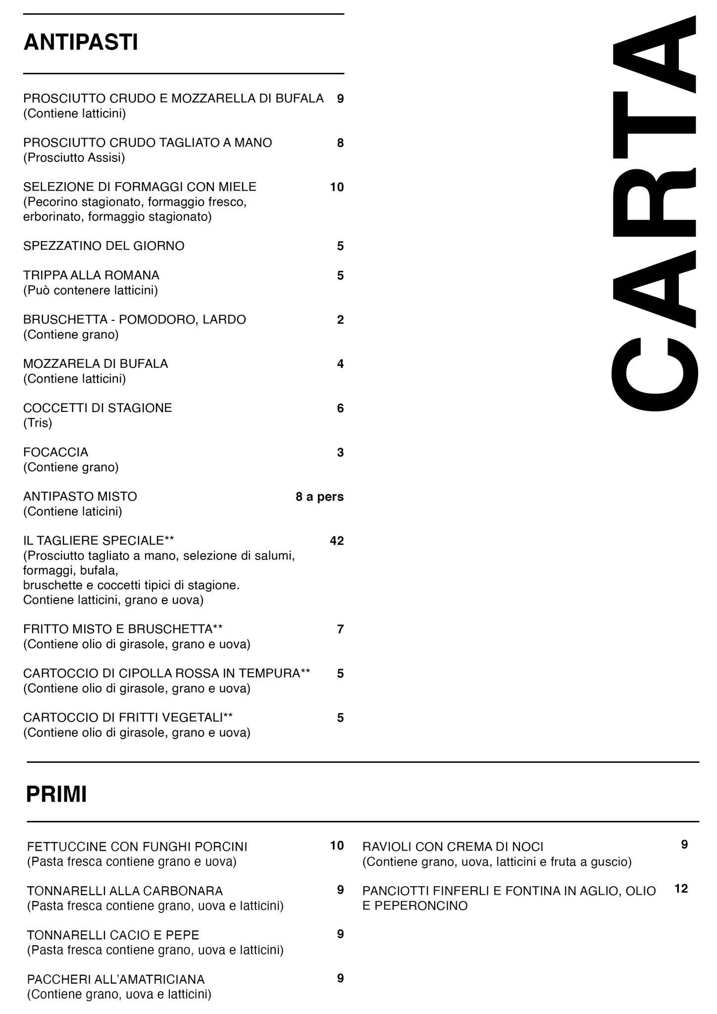 Menu da La Collina ristorante con griglia, Monte Compatri, Via Frascati ...
