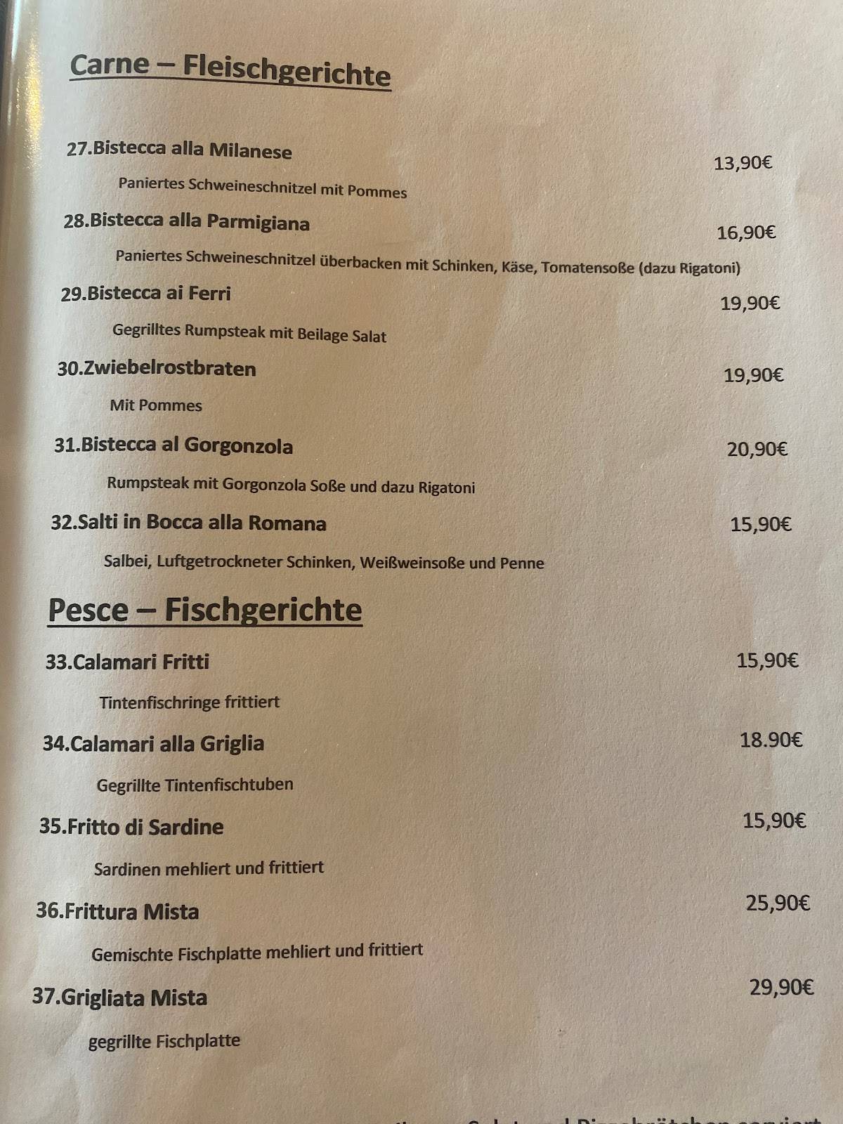 Speisekarte von La Collina Ristorante pizzeria Sportheim, Althengstett
