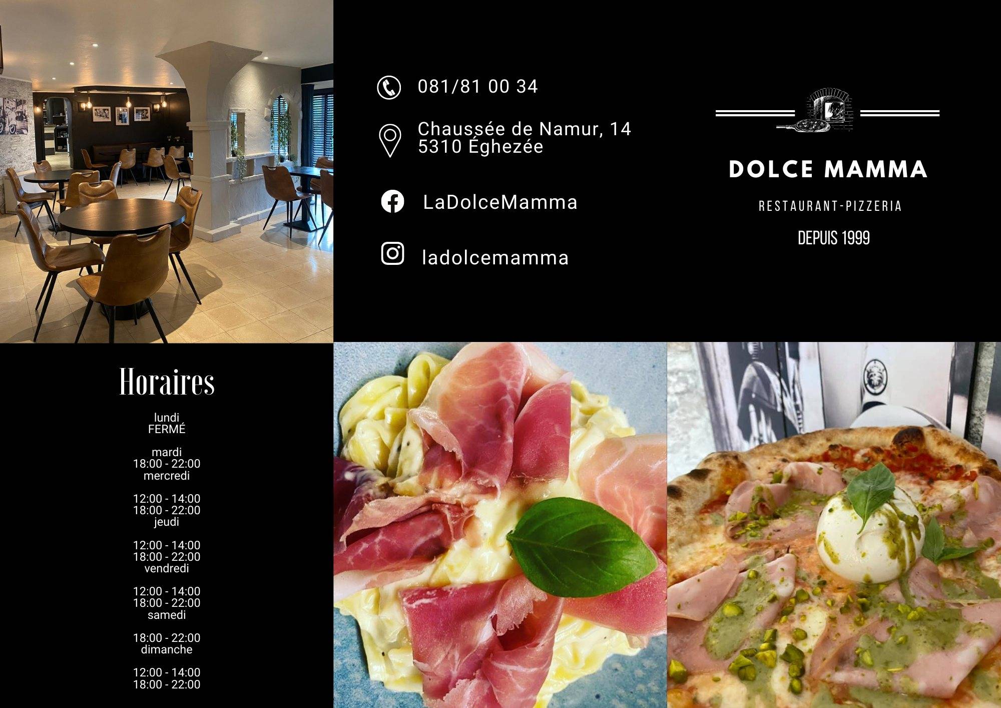 Menu au La Dolce Mama restaurant, Eghezee