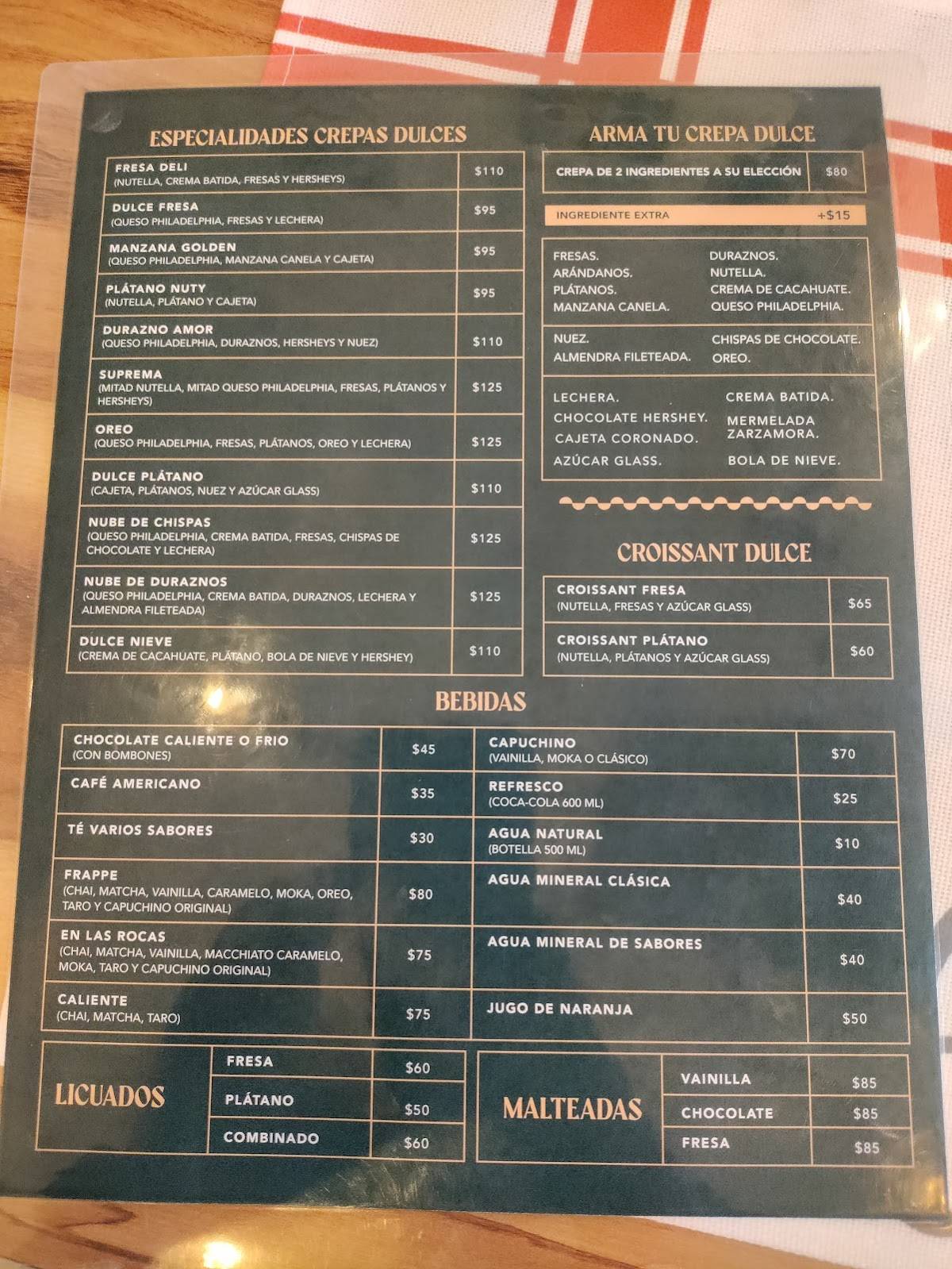 Menu at La Dulce Crepa Café & Bistro, Chihuahua