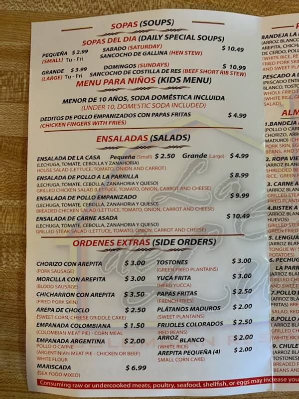 Menu at La Estancia De Luisa restaurant, Palm Bay