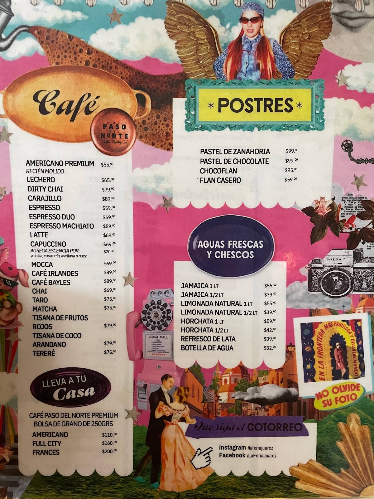 Menu at La Feria Centro restaurant, Ciudad Juarez, Av. Benito Juárez 725