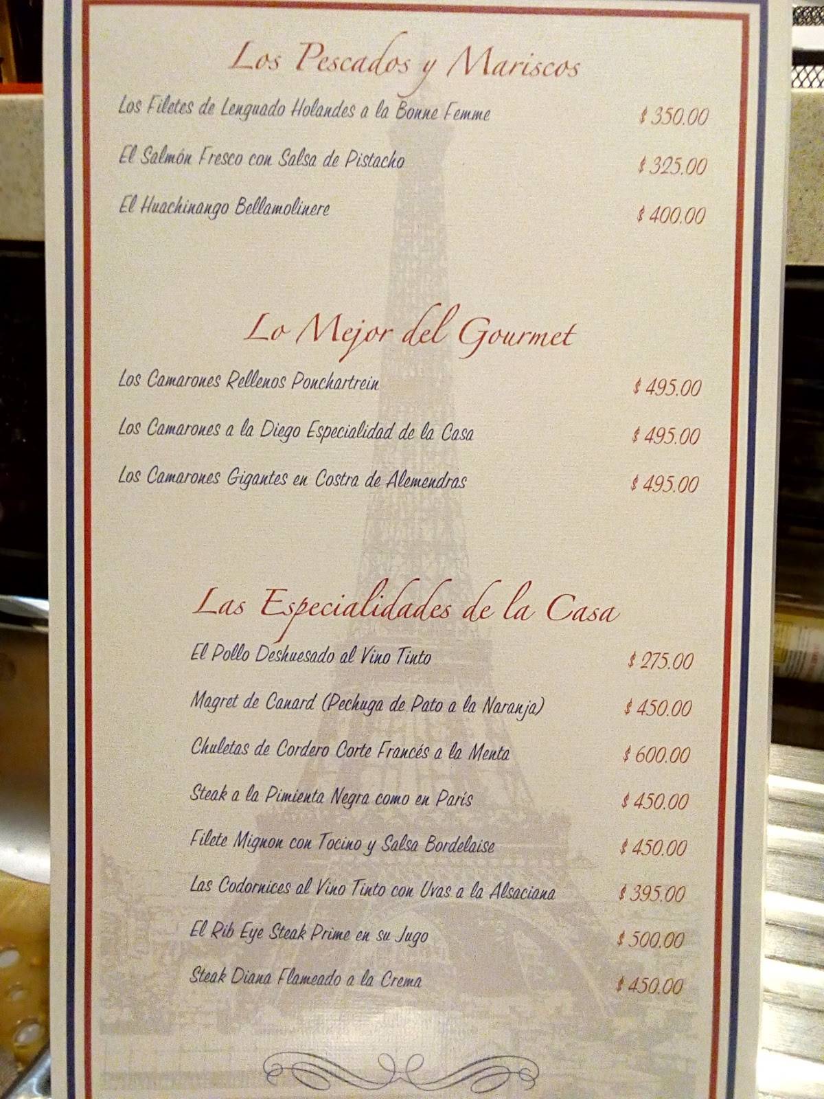 Menu at La Galería Del Gourmet restaurant, San Pedro Garza García