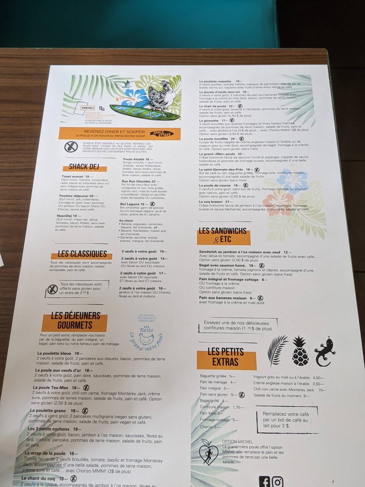 Menu au La Grand-Mère Poule & Shack Attakk Beaubien restaurant ...