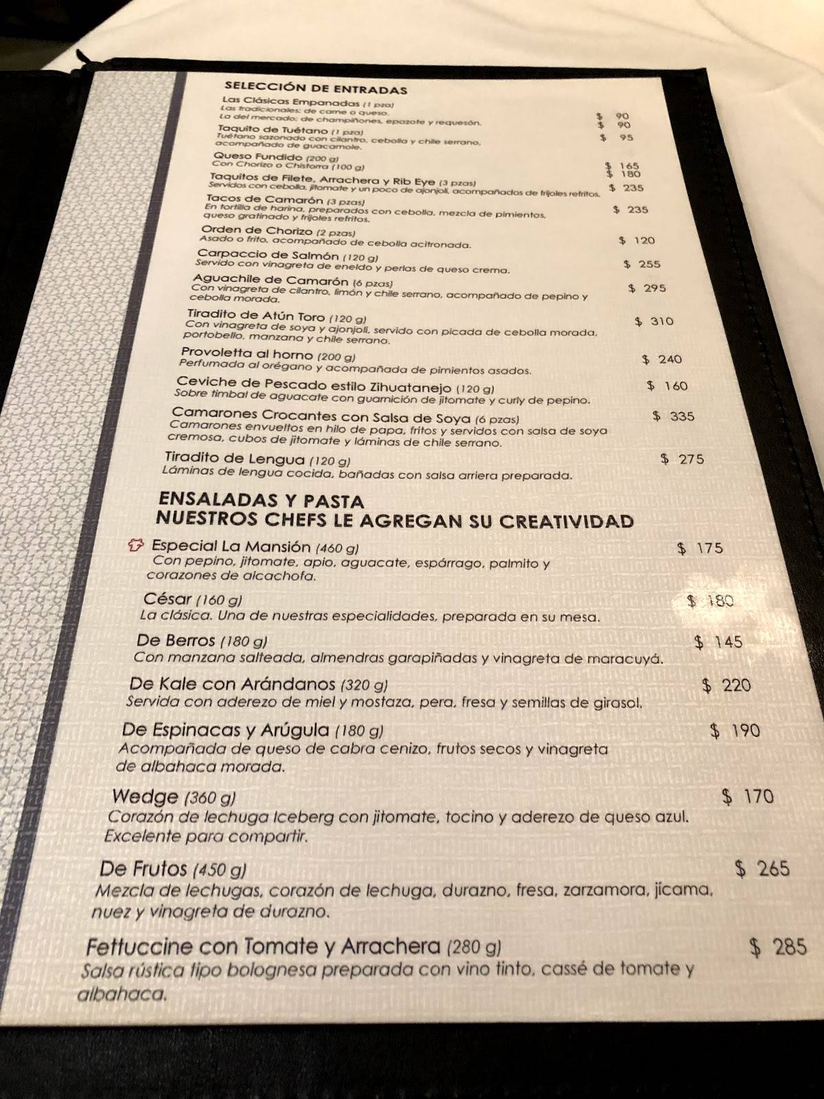 Carta del restaurante La Mansión Aeropuerto T1, Ciudad del México ...