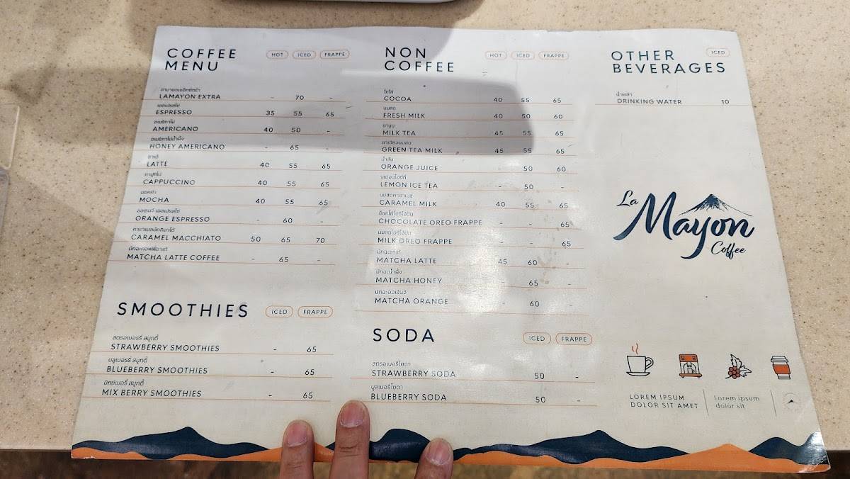 Carta del café La Mayon coffee สาขานครสวรรค์, Nakhon Sawan
