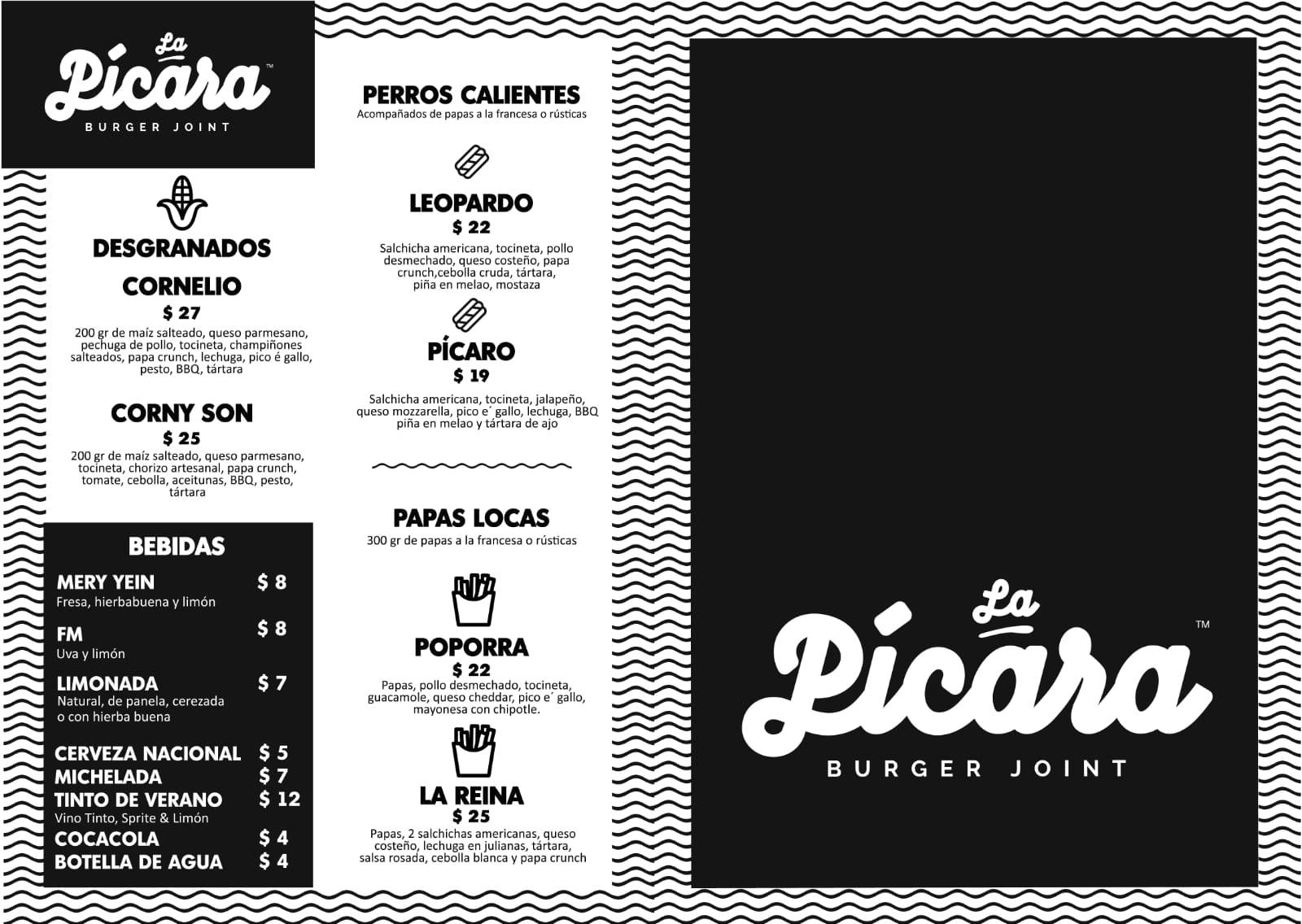 Carta del restaurante La Pícara -Burger Joint, Dibulla