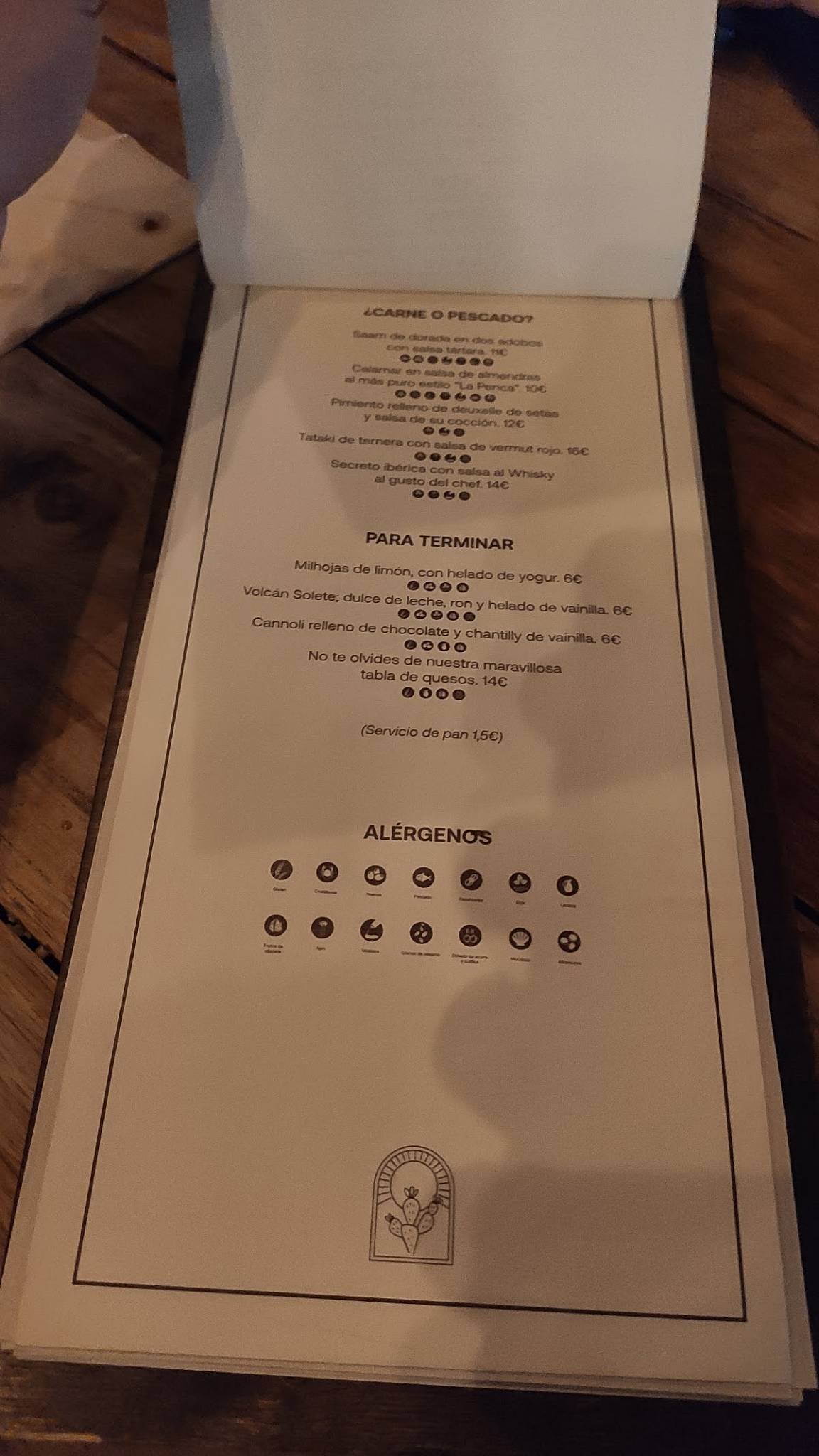 Carta del restaurante La Penca Casa Mediterránea, Torremolinos