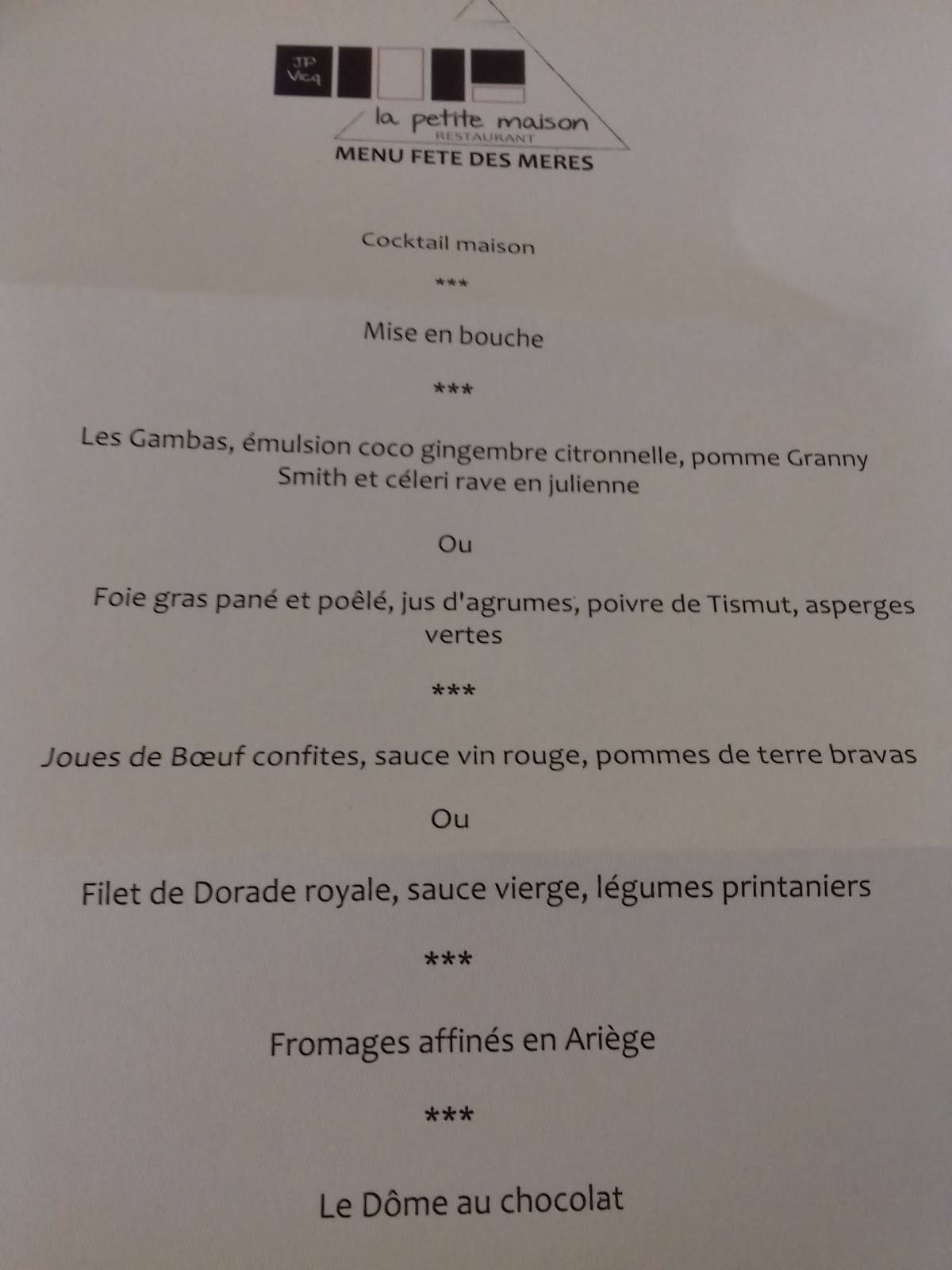 Menu au La Petite Maison restaurant, Lorp-Sentaraille, 14Bis Av ...