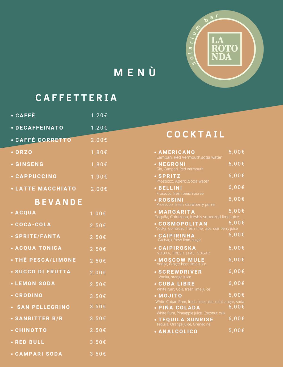 Menu da La Rotonda Marzamemi pub & bar, Marzamemi