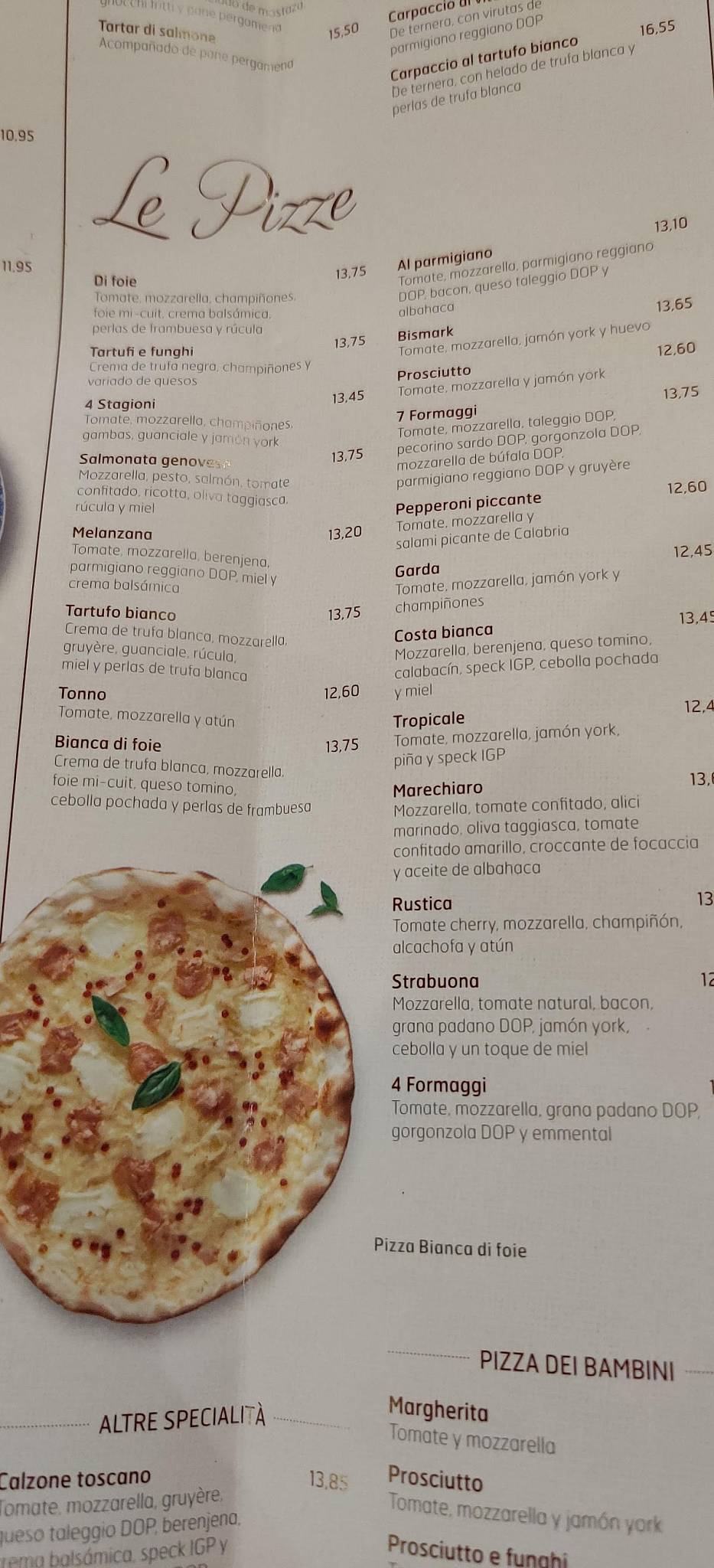 Carta de pizzería La Tagliatella Sant Joan de Déu, Calafell, Calafell