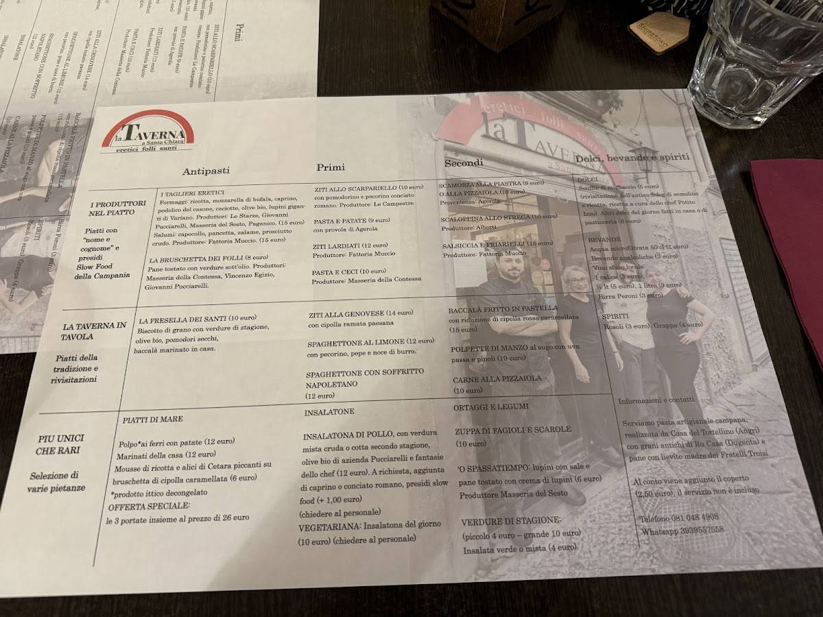Menu da La Taverna a Santa Chiara ristorante, Napoli