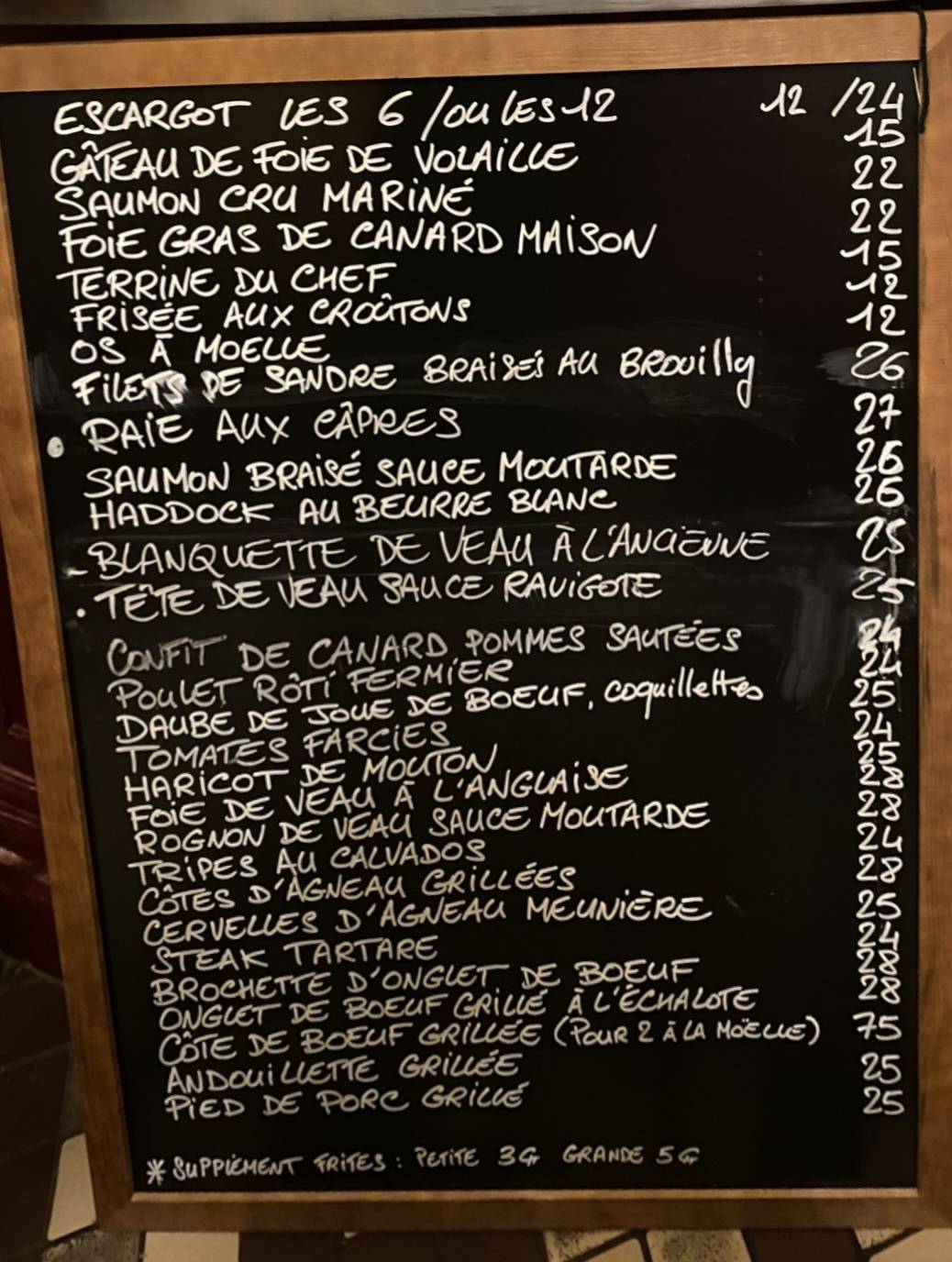 Carta del restaurante La Tour Montlhéry - Chez Denise, Paris, 5 Rue des ...