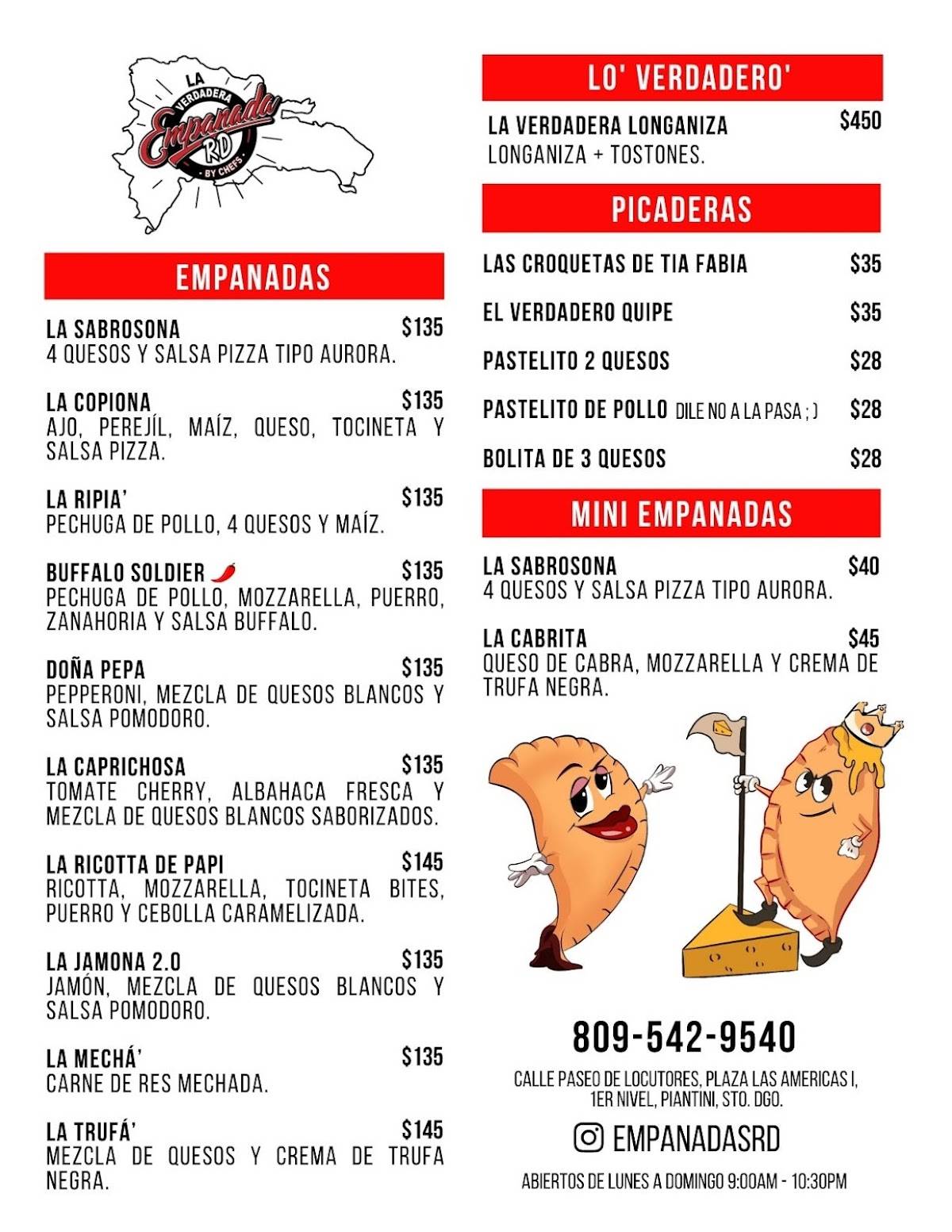 Menu at La Verdadera Empanada RD - Piantini restaurant, Santo Domingo
