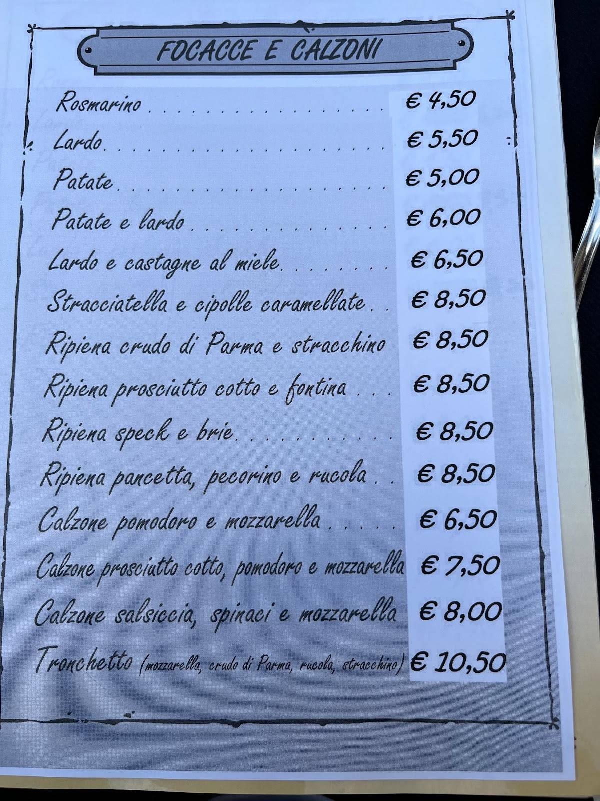 Menu da La Casetta Del Gad ristorante, Oulx