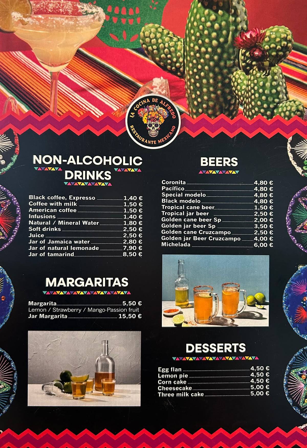 Menu at La cocina de Alfredo restaurant, Tías