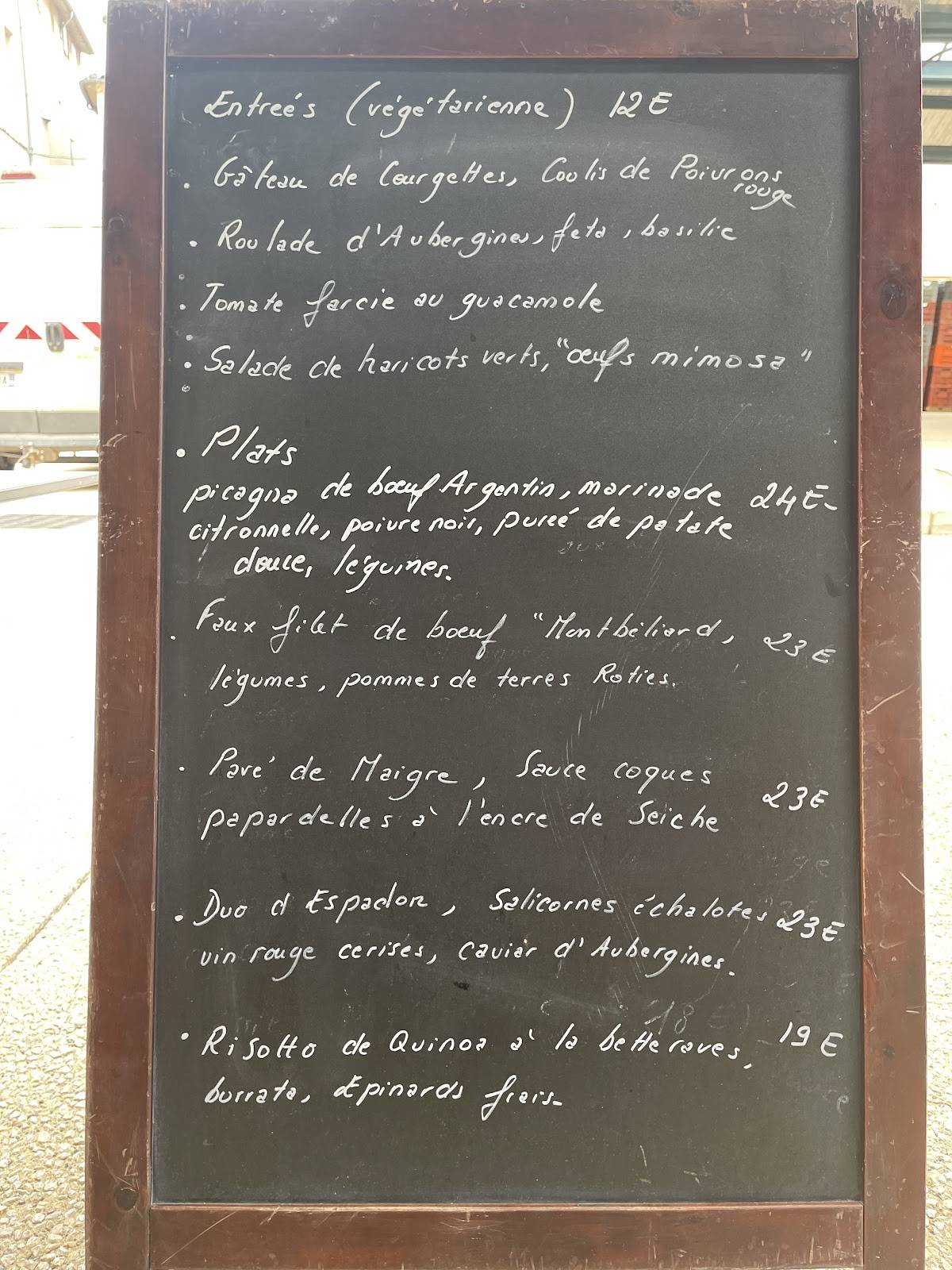 Menu au La table de Prune restaurant, Valence