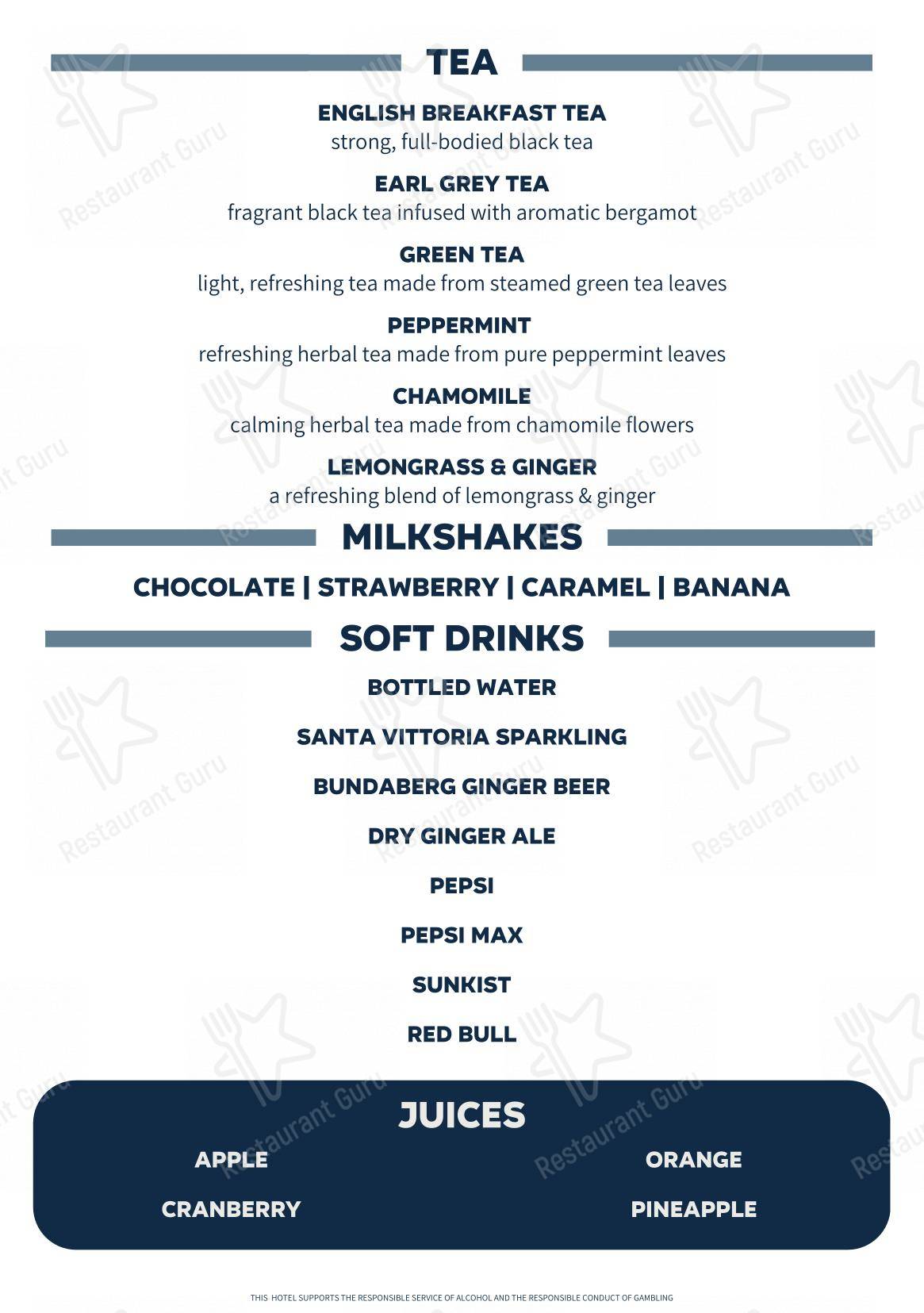 Menu at Lake Illawarra Hotel pub & bar, Windang